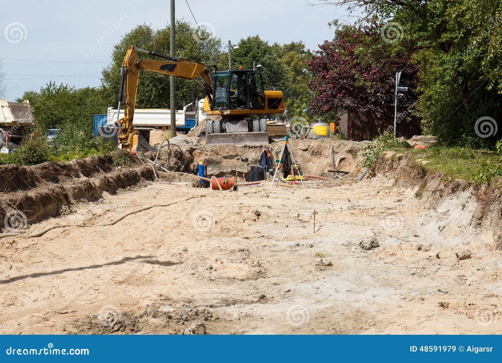 Roadwork stock image. Image of machinery, site, industry - 48591979
