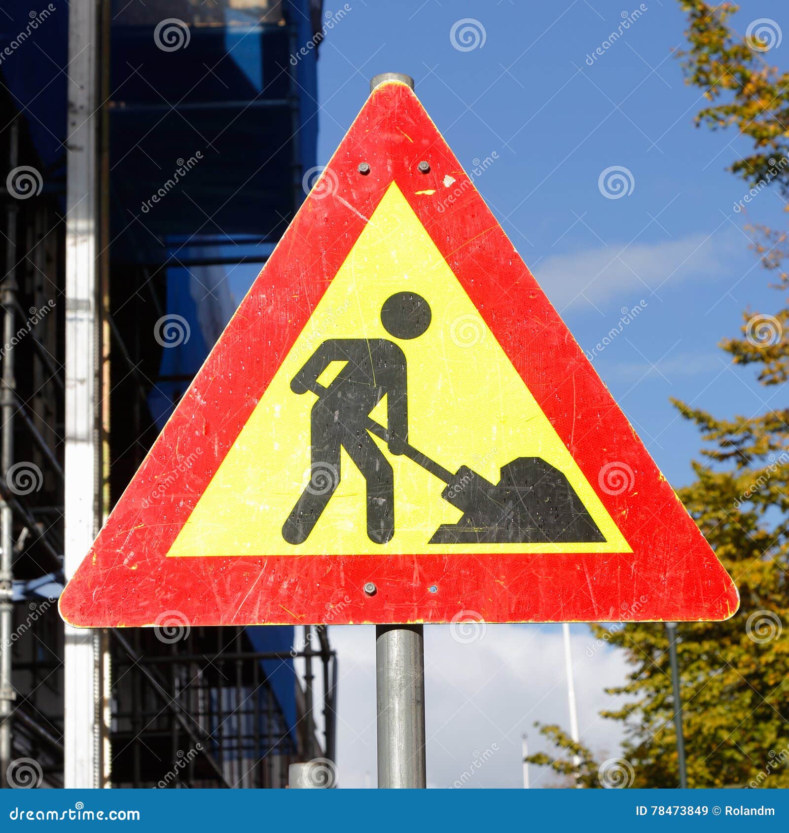 Roadwork sign stock image. Image of construction, norway - 78473849