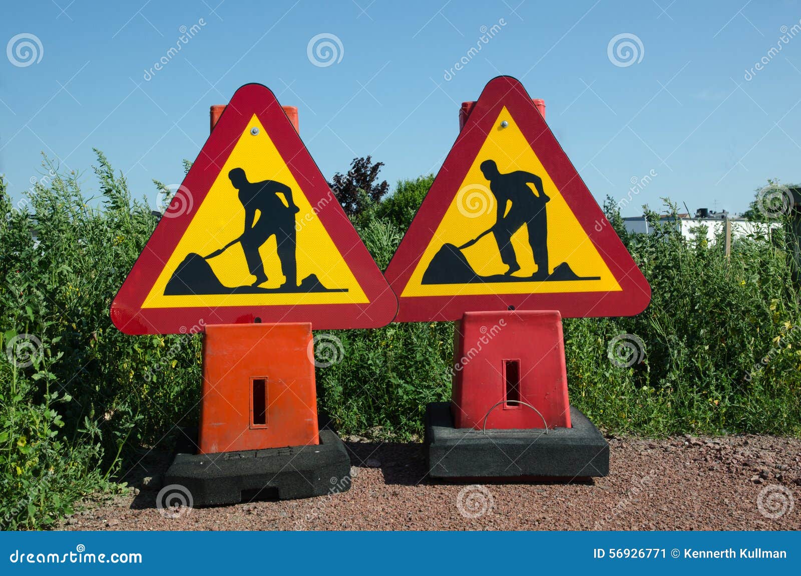 Roadwork traffic signs stock image. Image of roadworks - 56926771