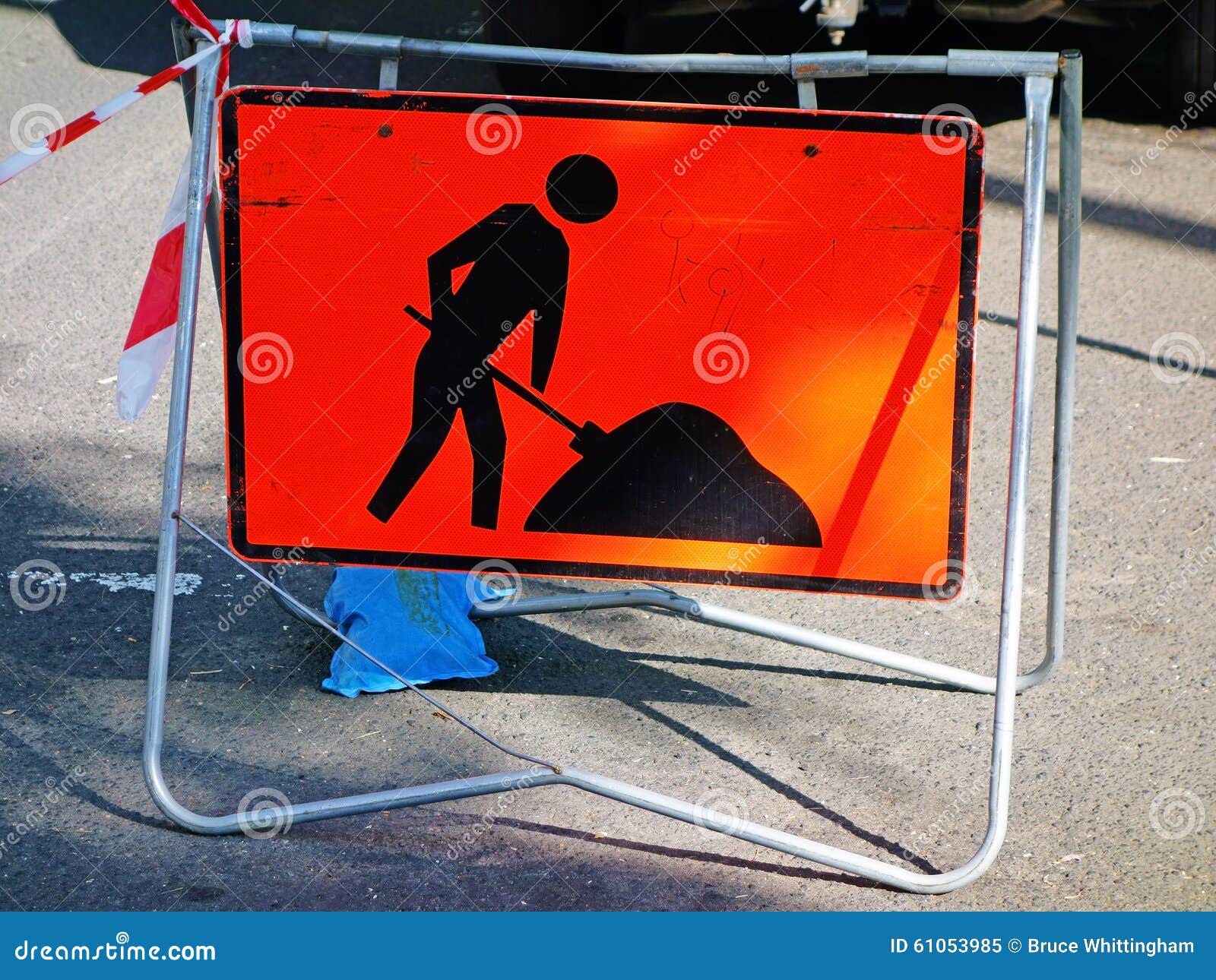 Roadwork Warning Sign stock image. Image of safety, sign - 61053985