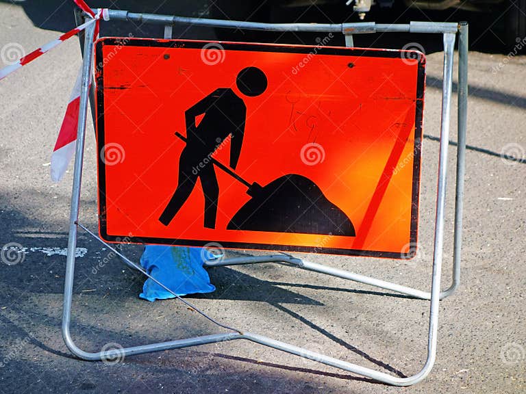 Roadwork Warning Sign stock image. Image of safety, sign - 61053985