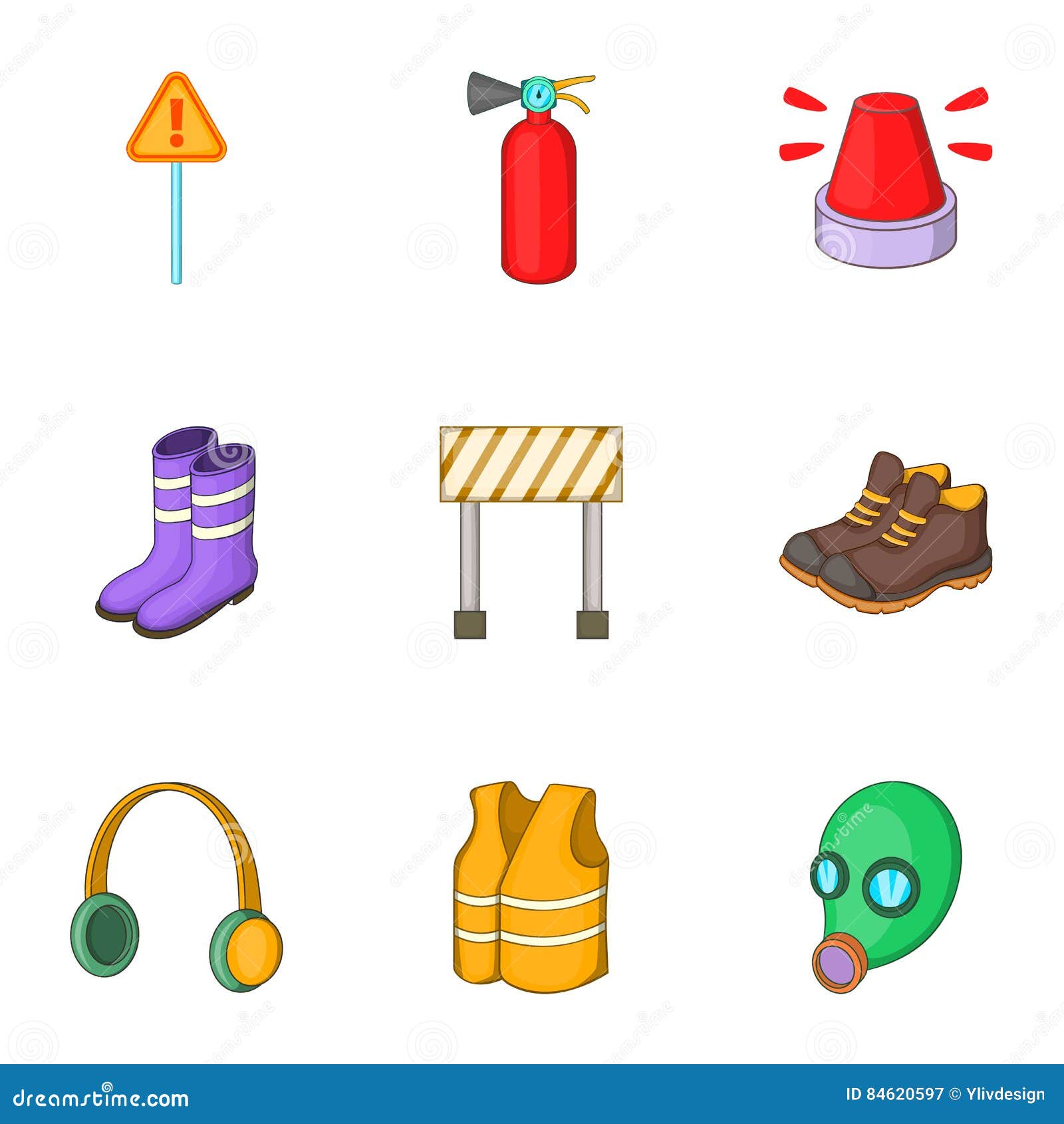 Roadworks Icons Set, Cartoon Style Stock Vector - Illustration of ...
