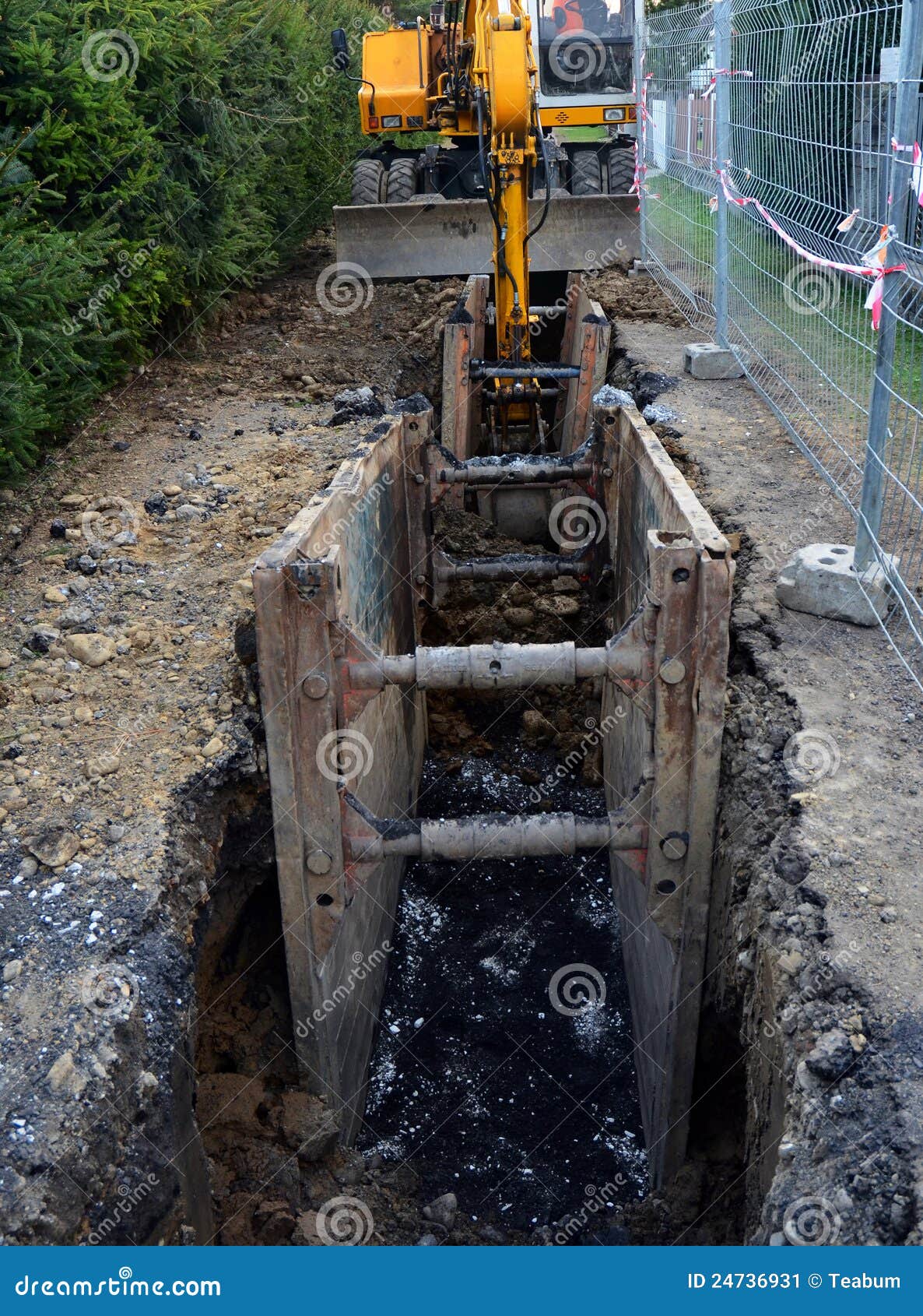 Roadworks, Sewage System Digging Stock Image - Image of public, site ...