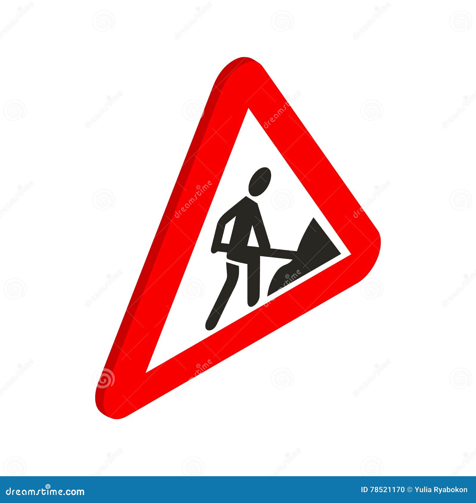 Roadworks Sign Icon, Isometric 3d Style Stock Vector - Illustration of ...