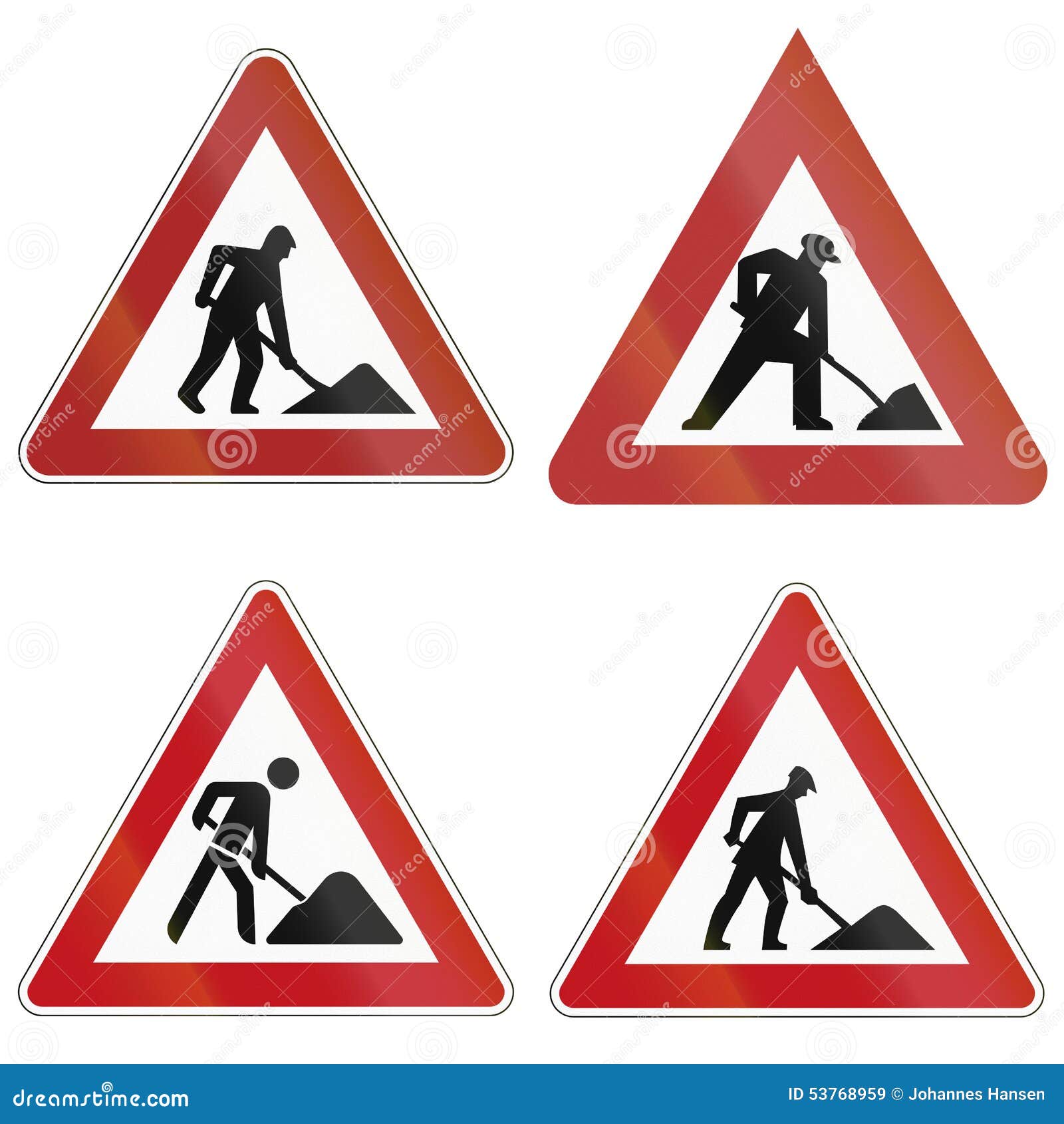 Roadworks Signs Icon Set Of Color Types. Isolated Vector Sign Symbols ...