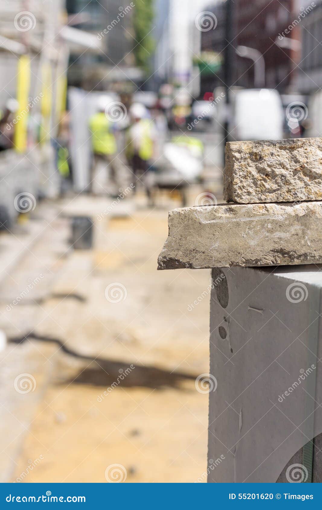 Roadworks stock photo. Image of background, bricks, contractor - 55201620