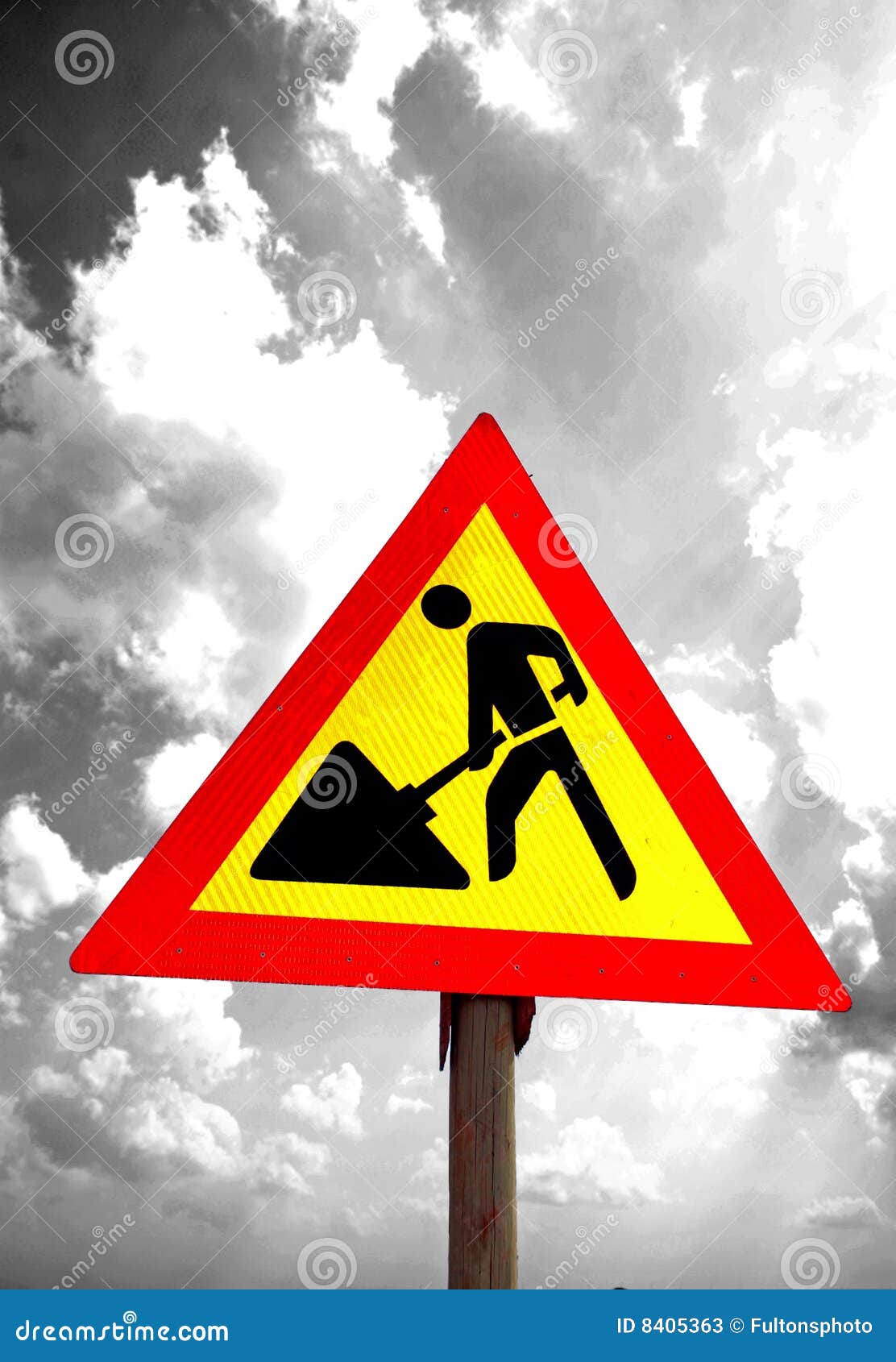 Roadworks Traffic Sign Abstract Stock Image - Image of clouds, cautious ...
