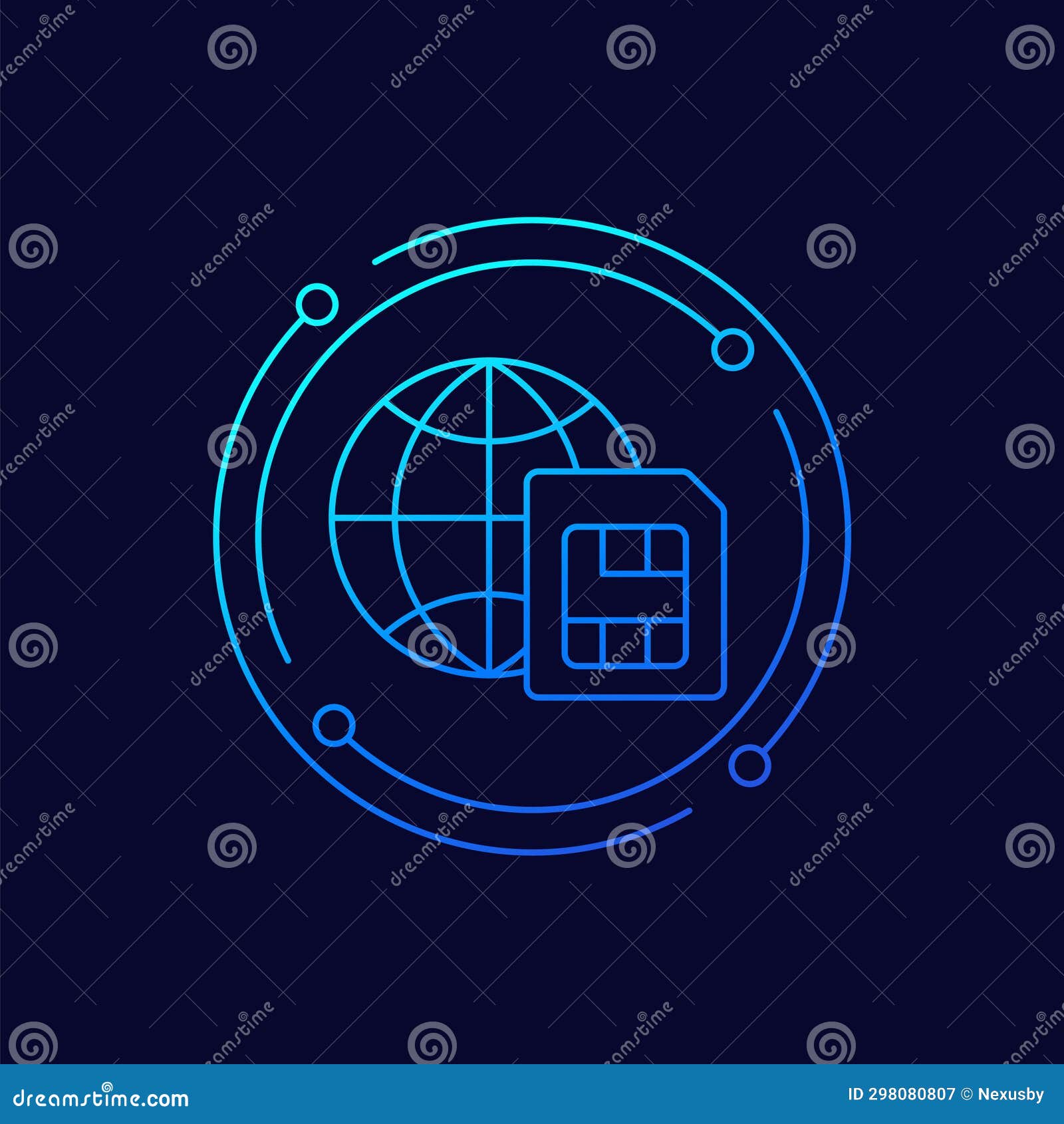 Roaming Icon with a SIM Card, Linear Design Stock Illustration ...