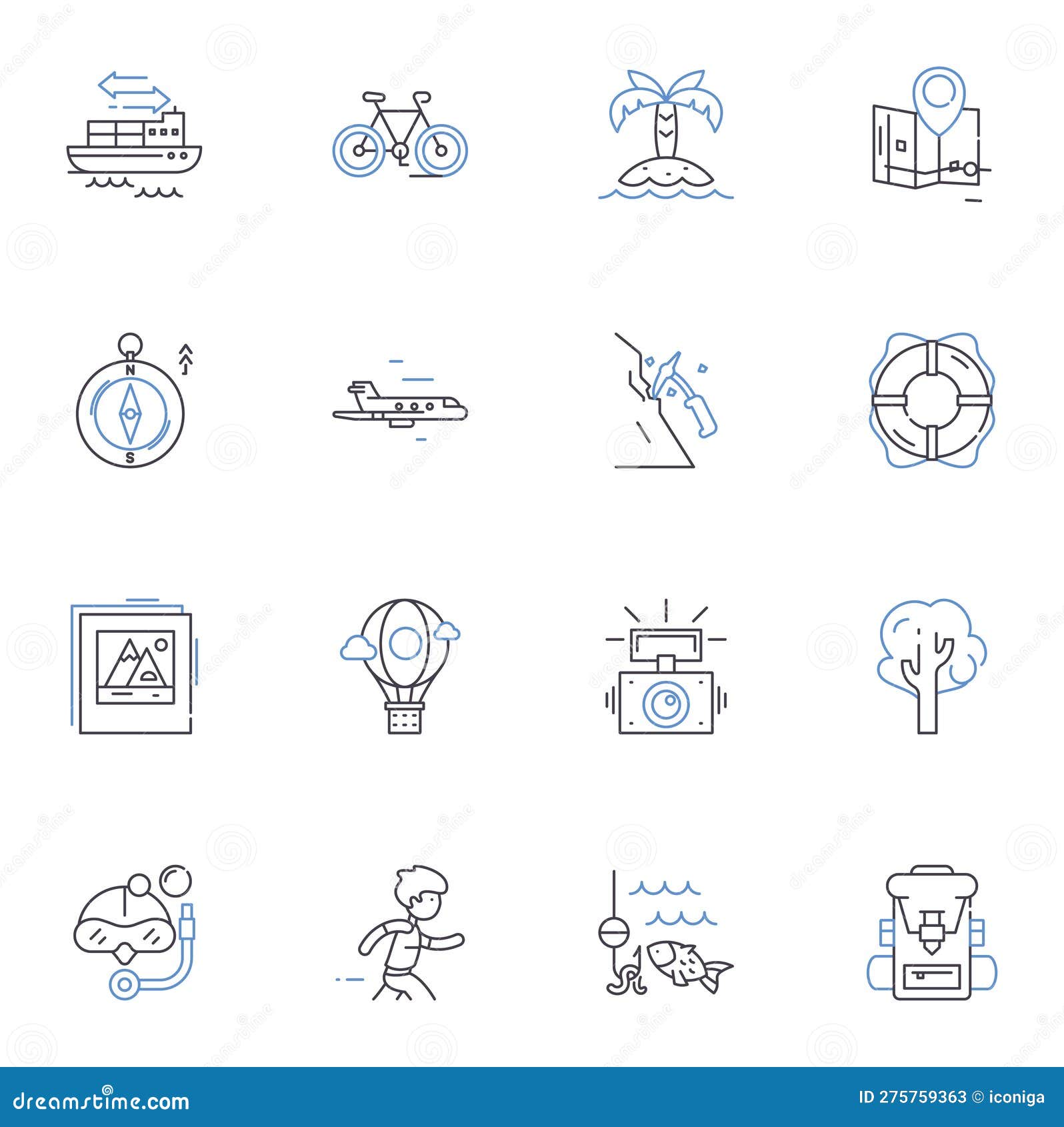 Roaming Line Icons Collection. Adventure, Coverage, International ...