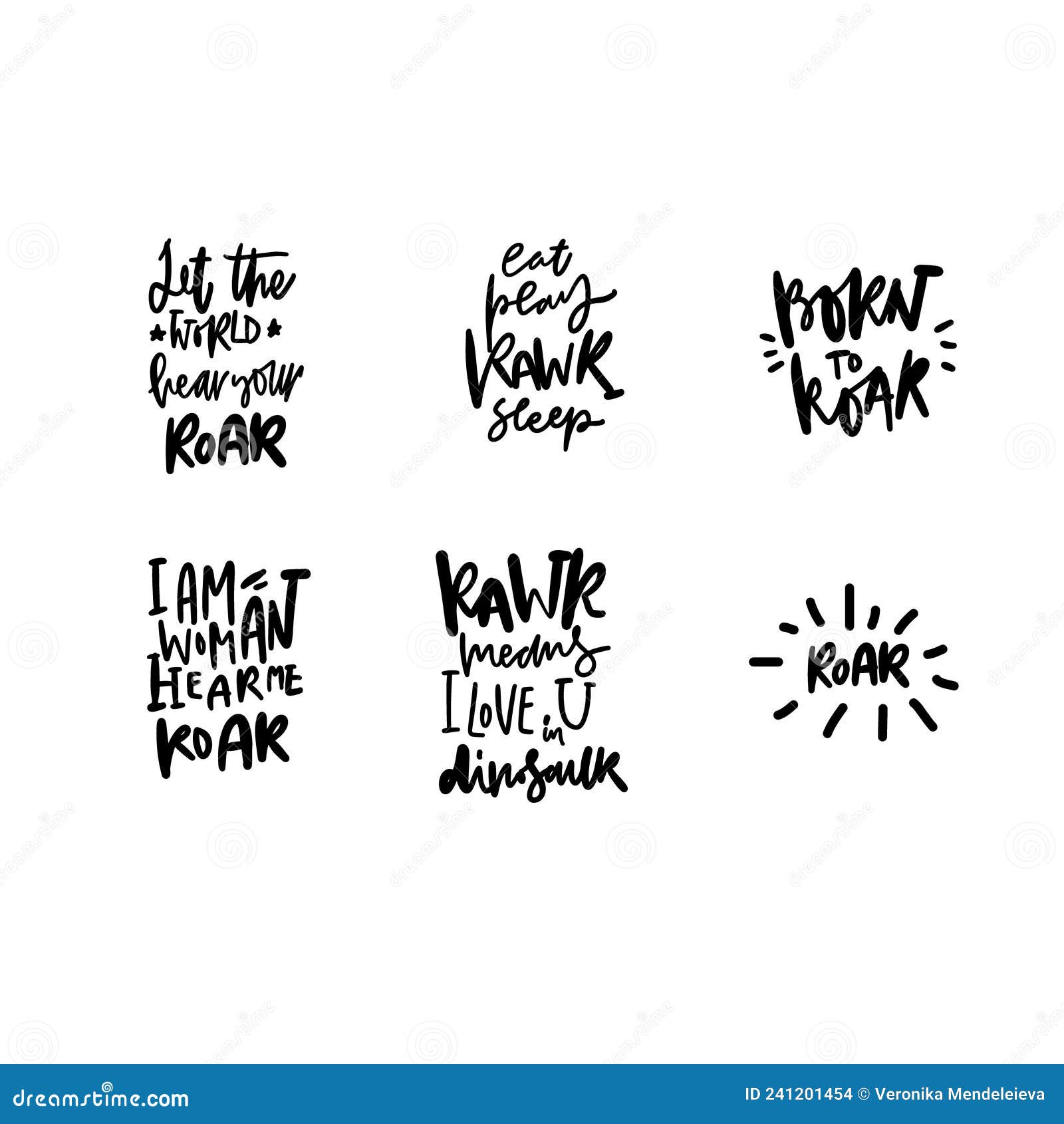 Roar Set Illustration. Hand Lettering Illustration for Your Design ...