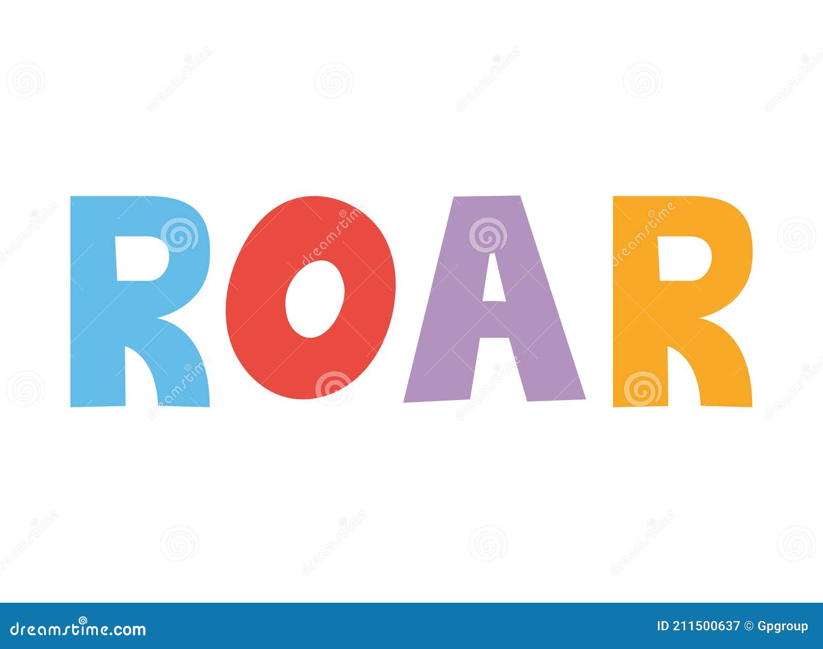 Roar Lettering Word. Vector Cartoon Lion Character, Palm Tree ...