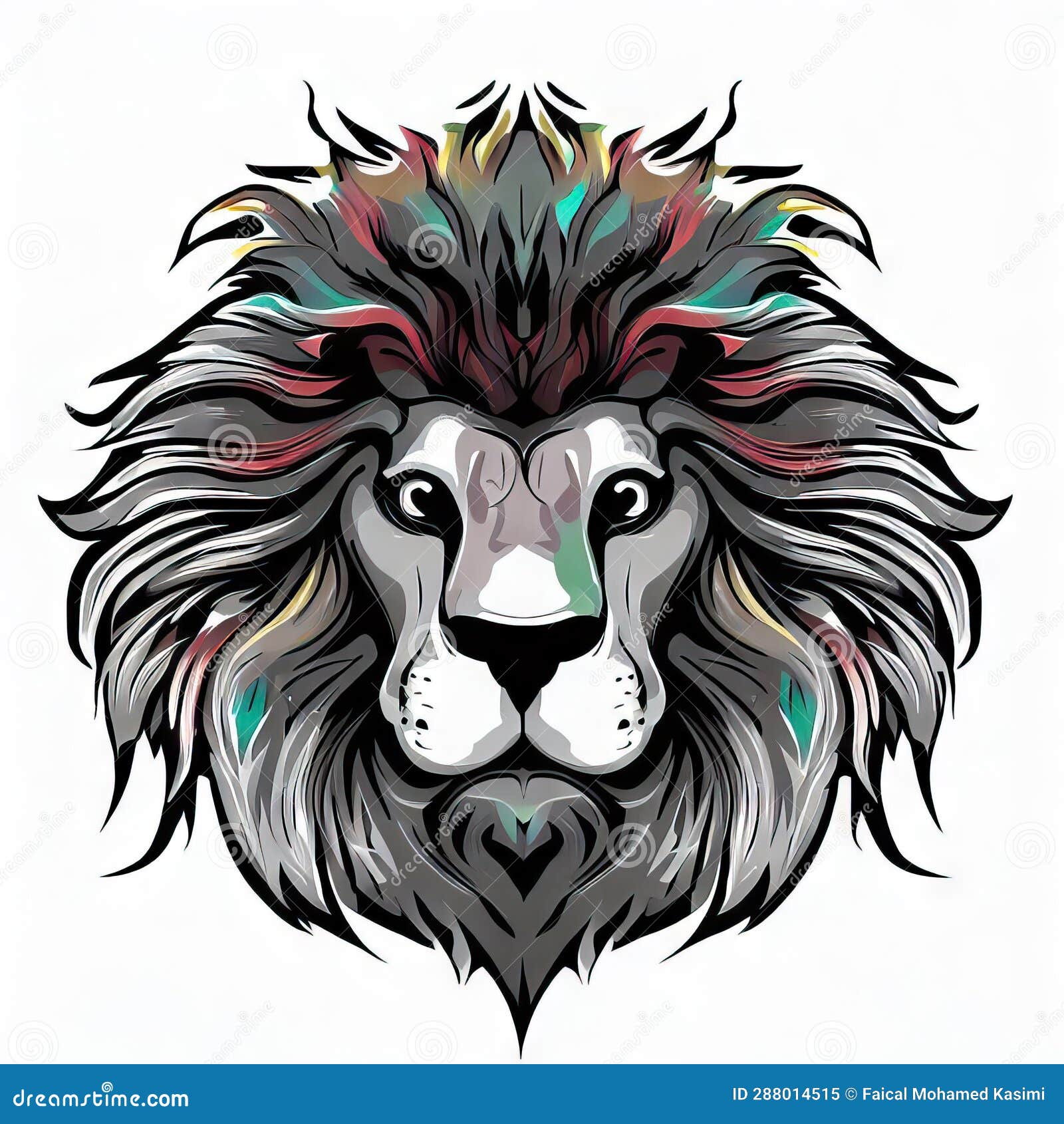 Roar in Restraint: Lion Face in Vector on White,Generative AI Stock ...