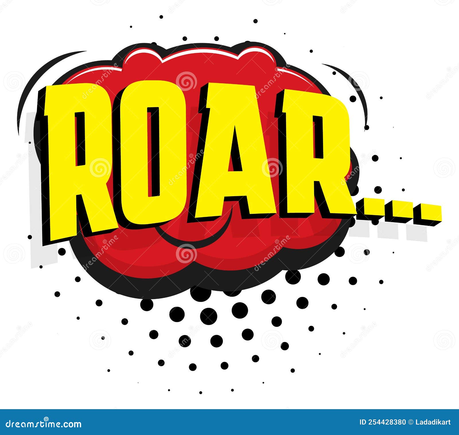 Roar Word in Comic Bubble Style. Color Cloud with Halftone Effect Stock ...