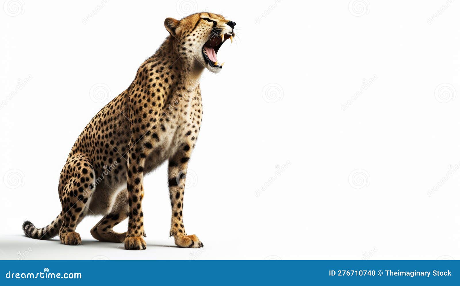 Roaring and Angry Cheetah on Isolated White Background Stock ...
