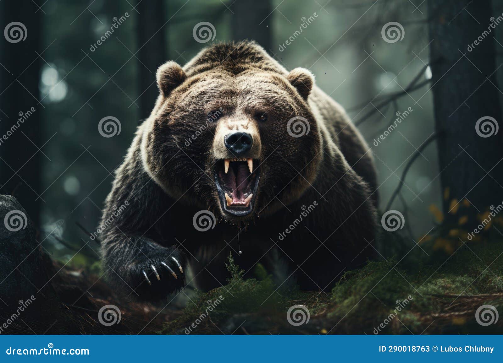 Grizzly Bear Snarling