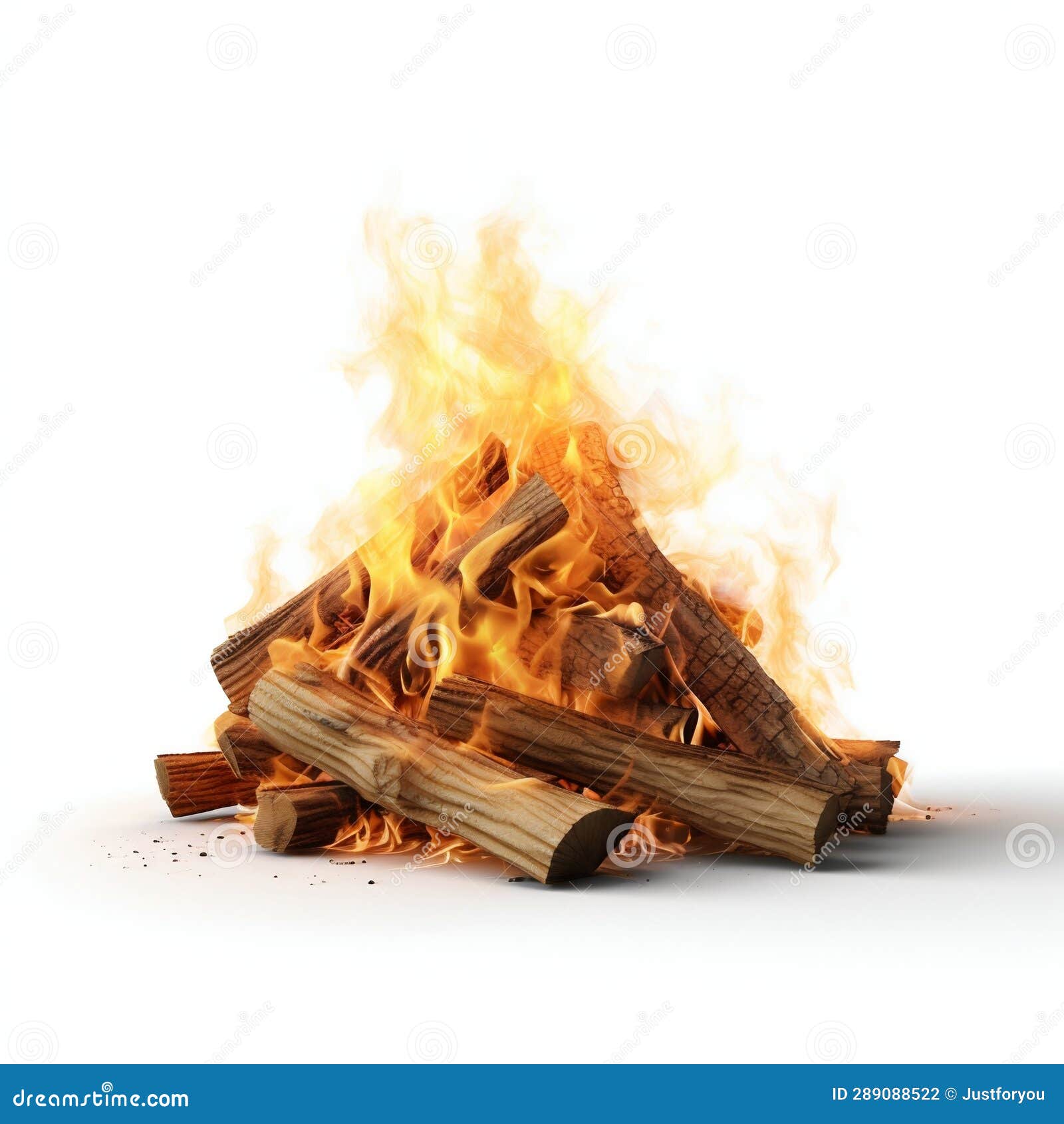 Roaring Bonfire on White. Generative Ai Stock Illustration ...