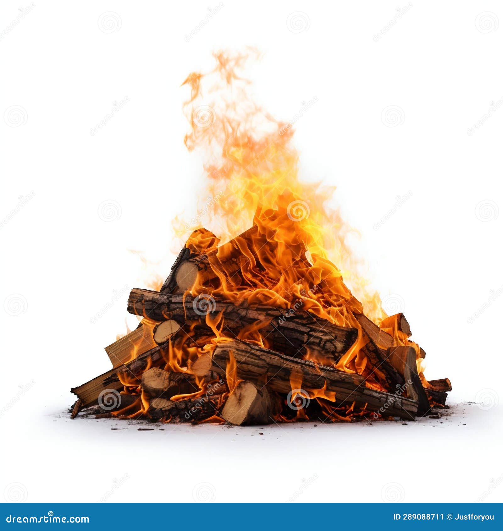 Roaring Bonfire on White. Generative Ai Stock Illustration ...