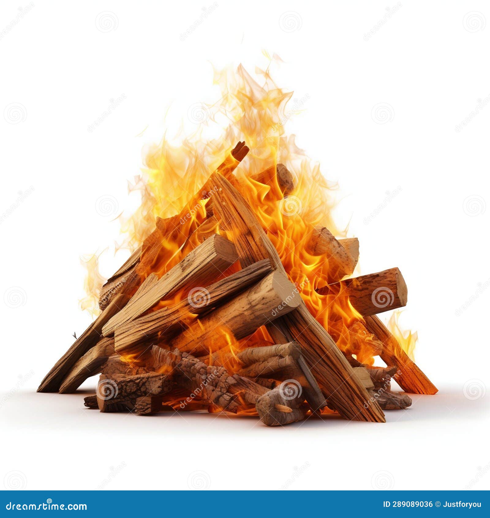 Roaring Bonfire on White. Generative Ai Stock Photo - Image of glow ...