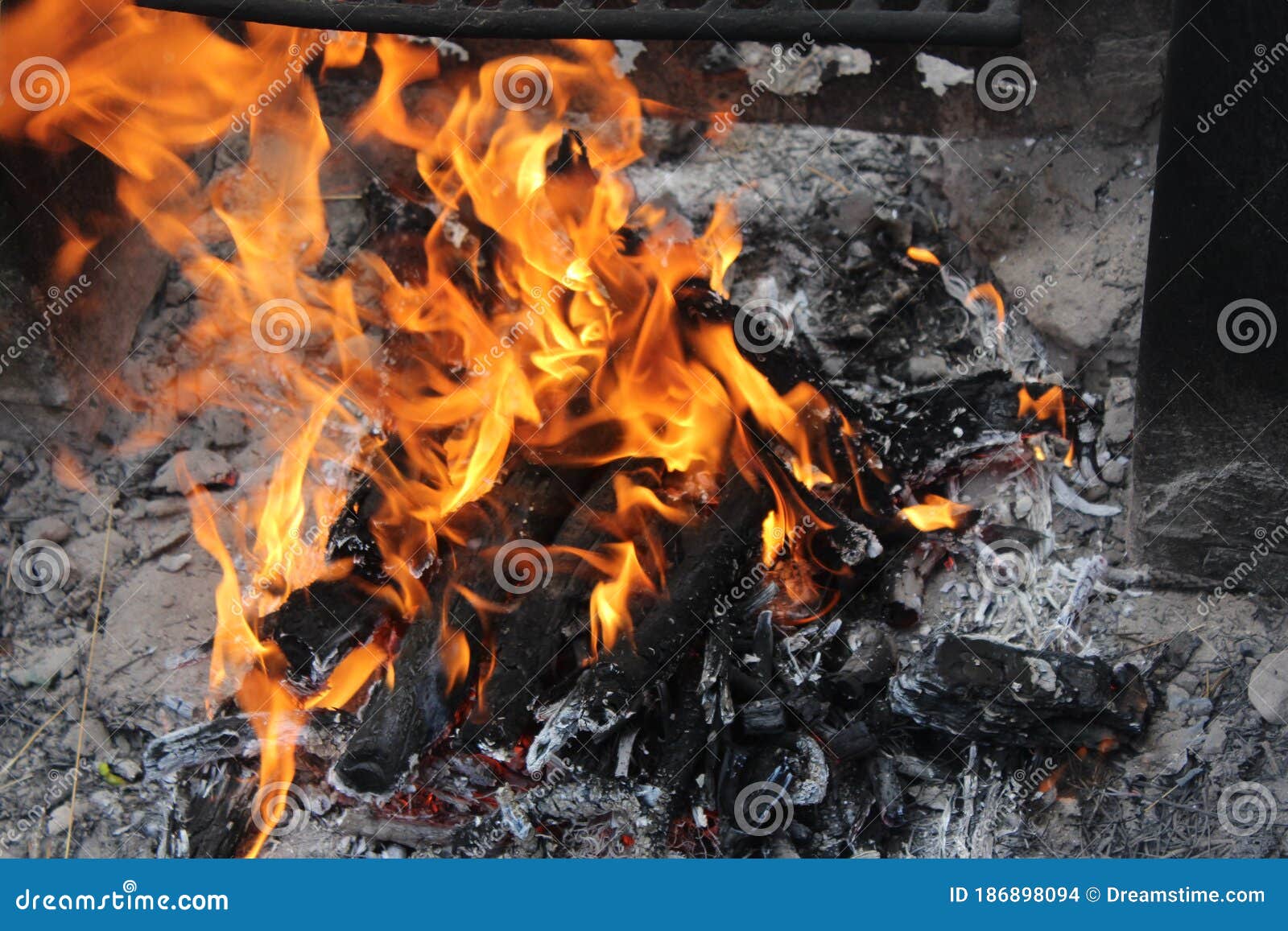 Roaring camp fire stock photo. Image of embers, serene - 186898094
