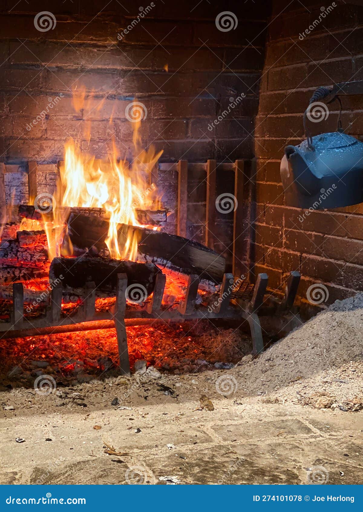 Roaring Log Fire Of Old English House Royalty-Free Stock Photo ...