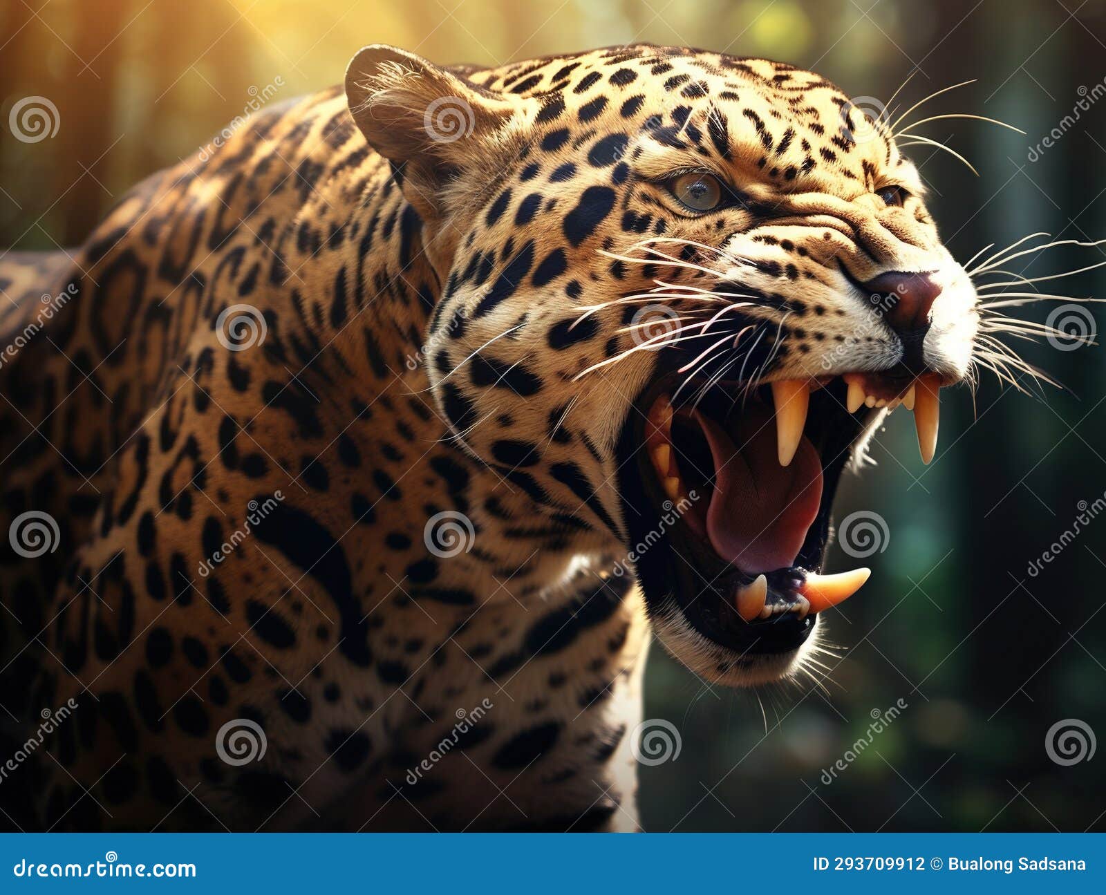 Ai Generated Illustration Wildlife Concept of Roaring Jaguar. Wildlife ...