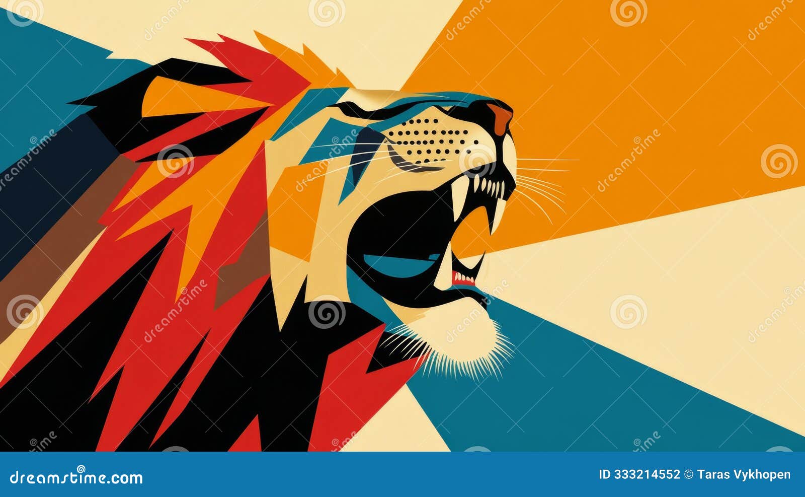 Roaring Lion In Bold Colors With Neo Brutalism Aesthetics In A ... Roaring Lion In Bold Colors With Neo Brutalism Aesthetics In A ...
