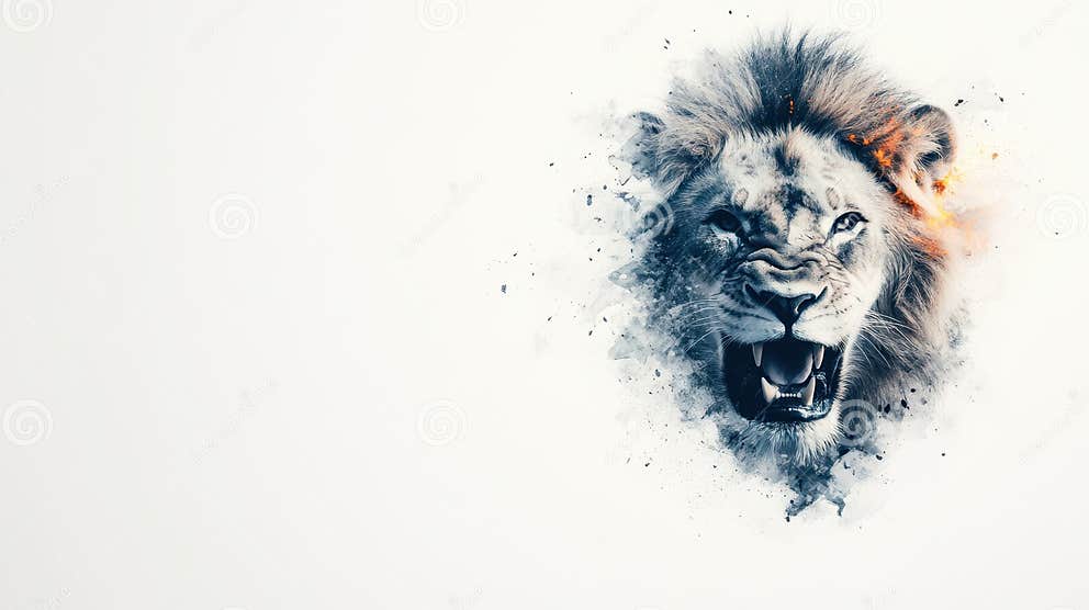 Roaring Lion with Dynamic Geometric Elements and Negative Space Design ...