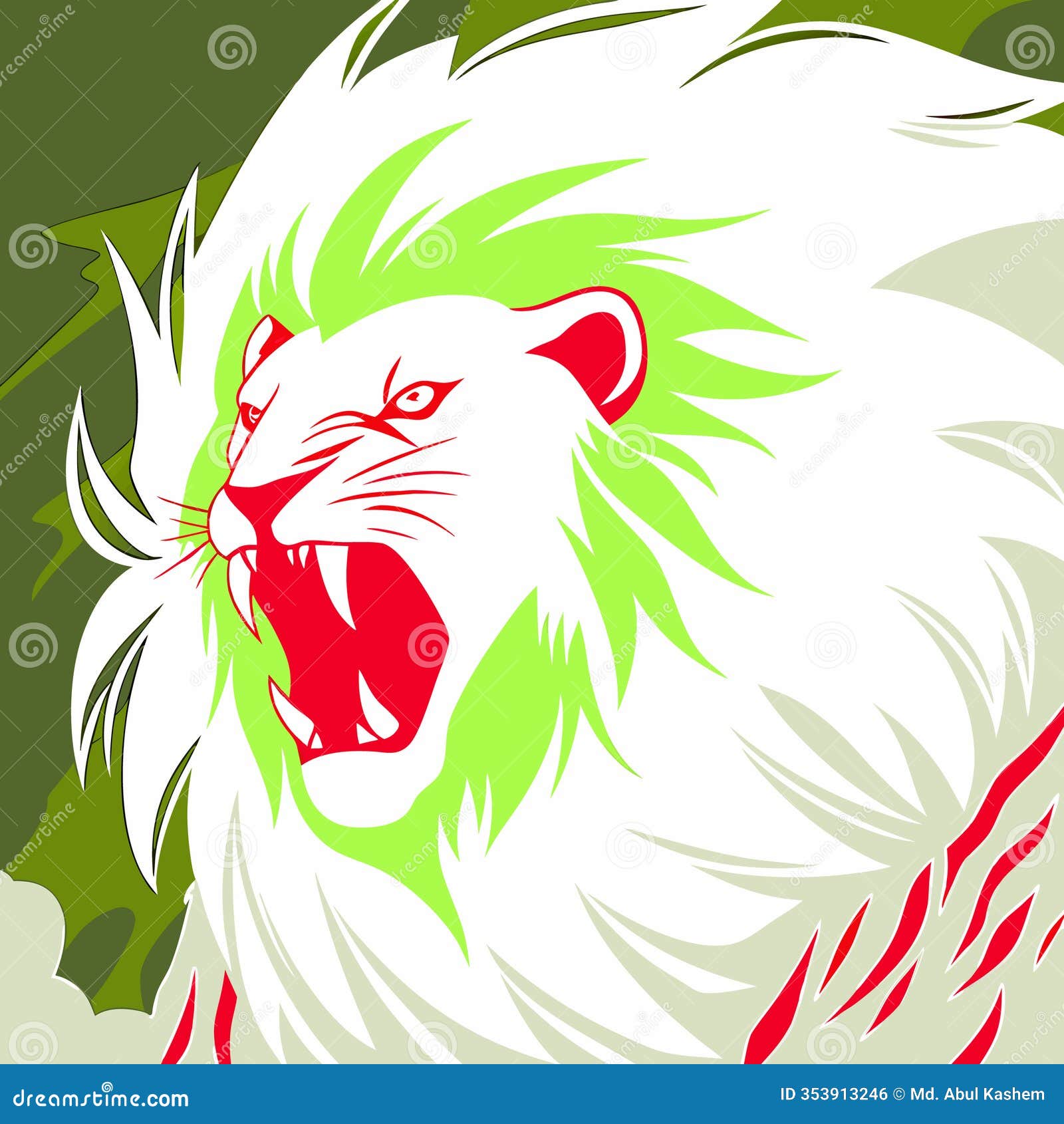 A Roaring Lion in Dynamic Motion with a Dramatic Dust Effect Around the ...