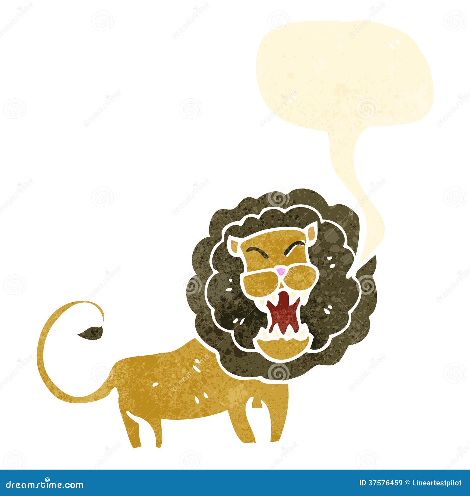 Roaring lion retro cartoon stock vector. Illustration of doodle - 37576459