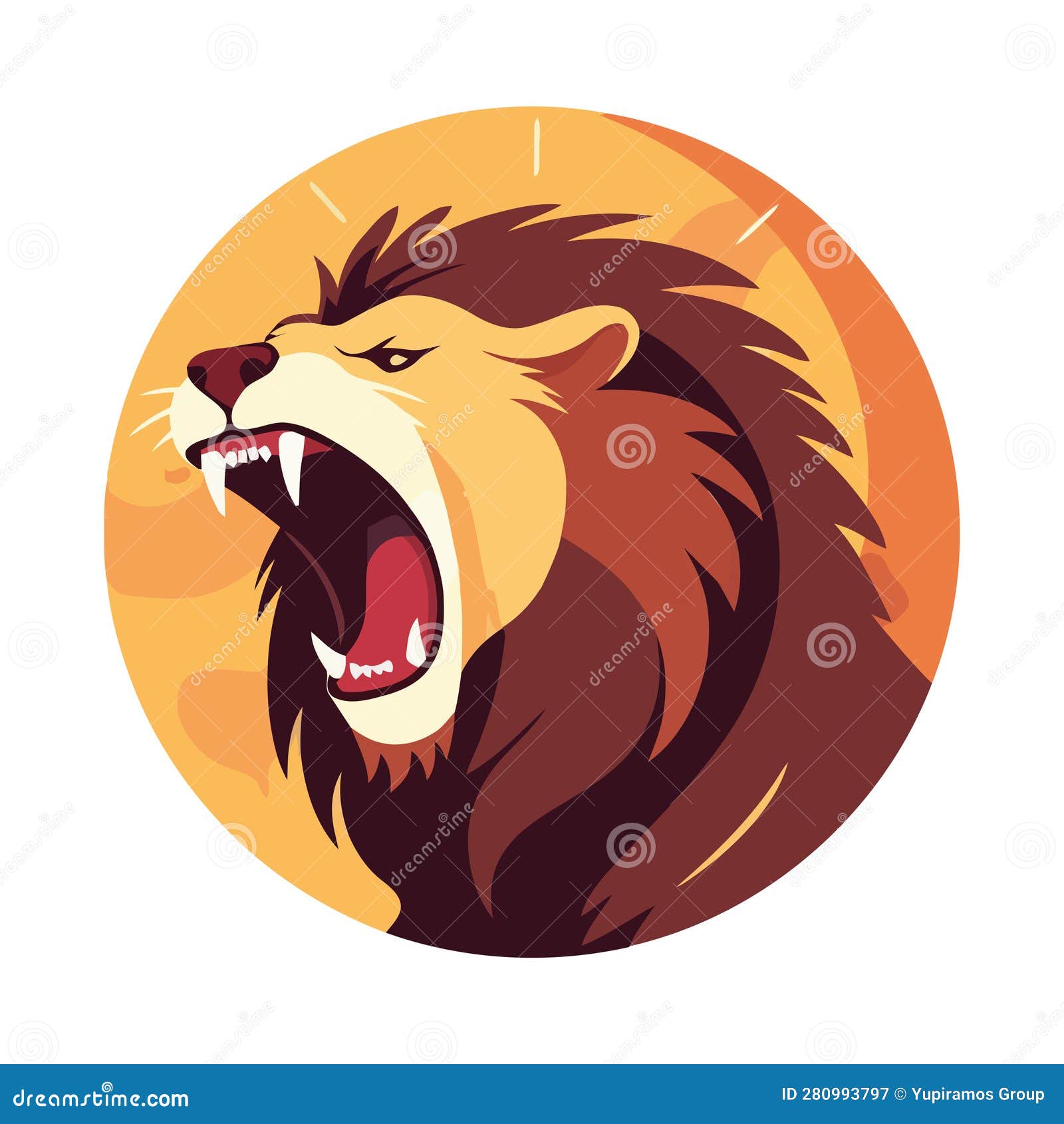Roaring Lion Symbolizes Strength and Aggression Stock Illustration ...