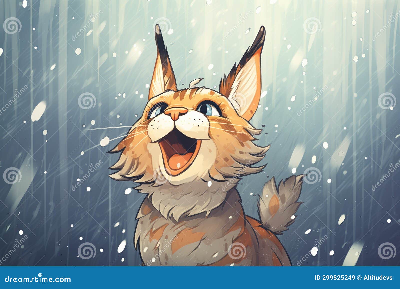 A Roaring Lynx Under Falling Snowflakes Stock Image - Image of nature ...