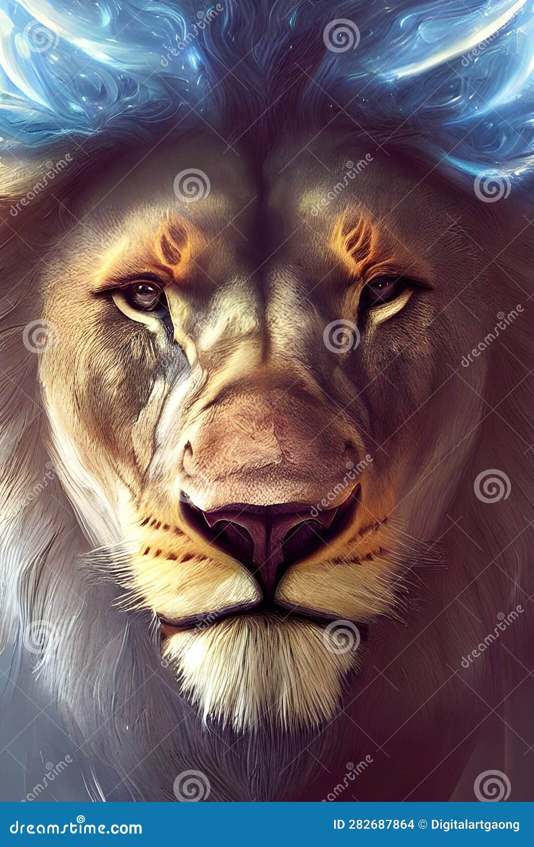 Roaring Reflections: Digital Lion Illustration Gallery Stock ...
