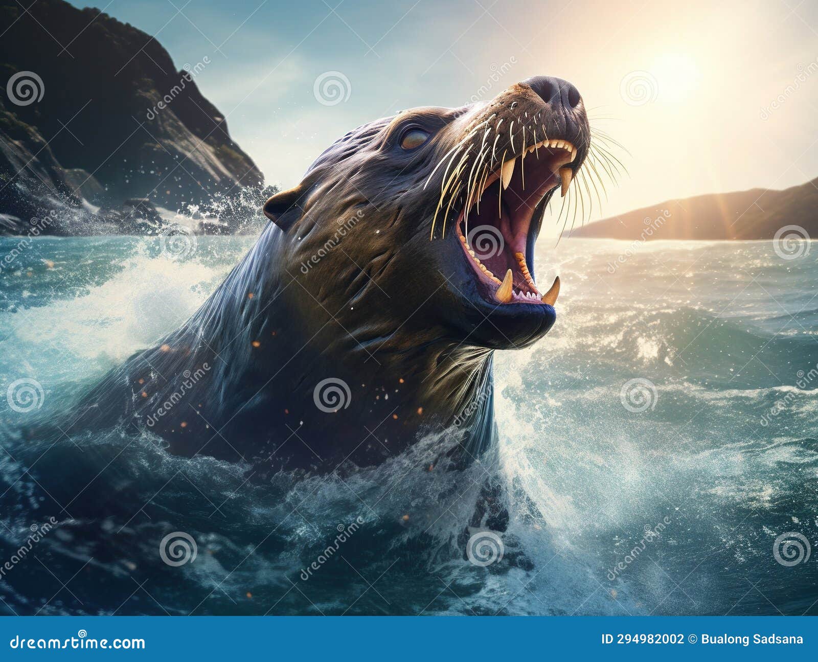 Roaring sea Lion stock illustration. Illustration of seal - 294982002