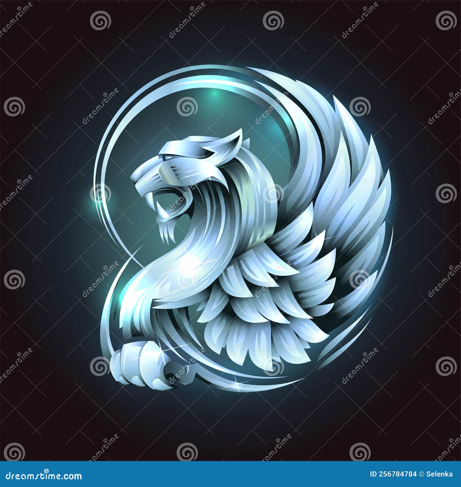 Roaring Silver Griffin Profile Portrait Logo Stock Vector ...