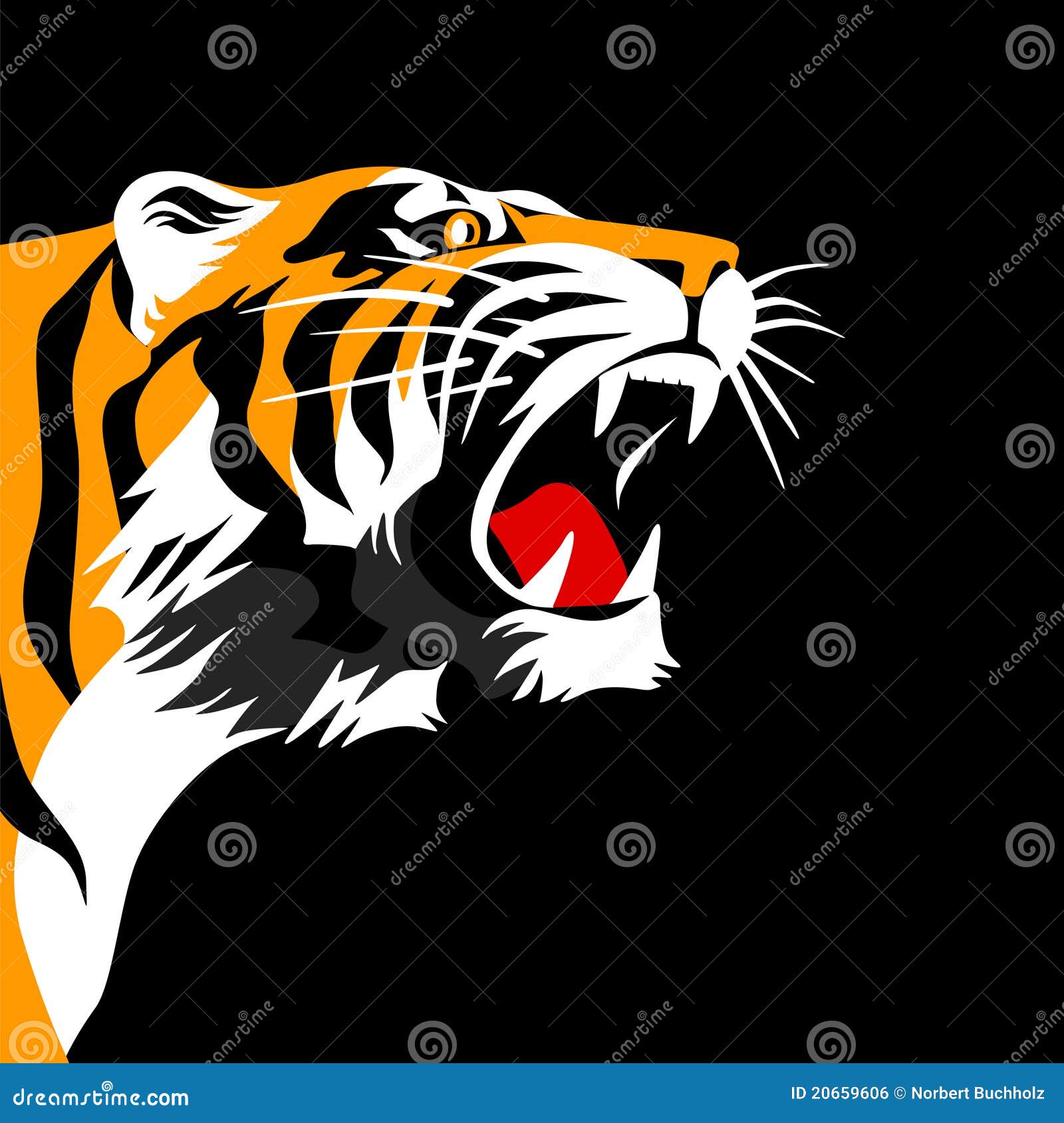 Cartoon Tiger Face Roaring