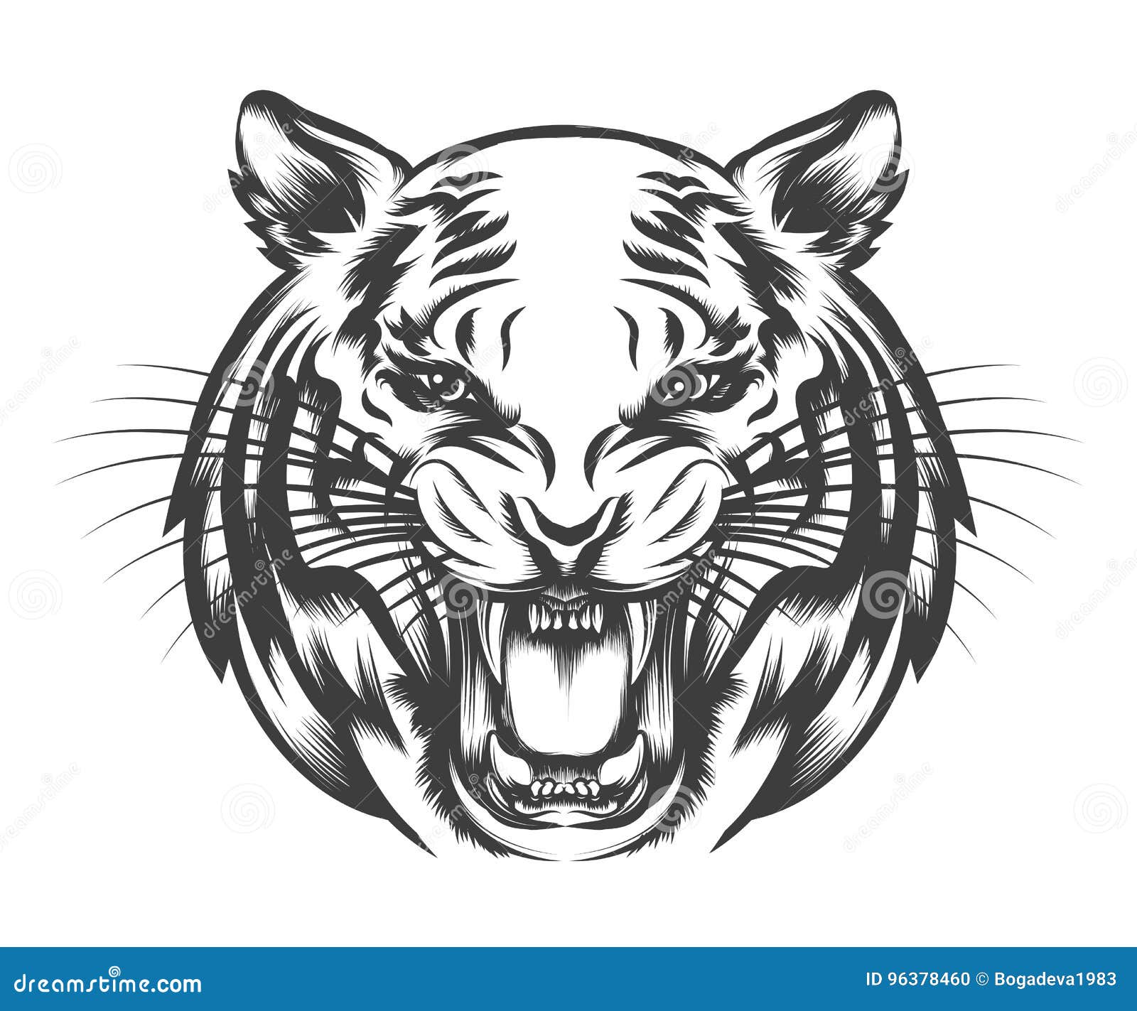Roaring Tiger Poster. Tiger Force Illustration. Cartoon Vector ...