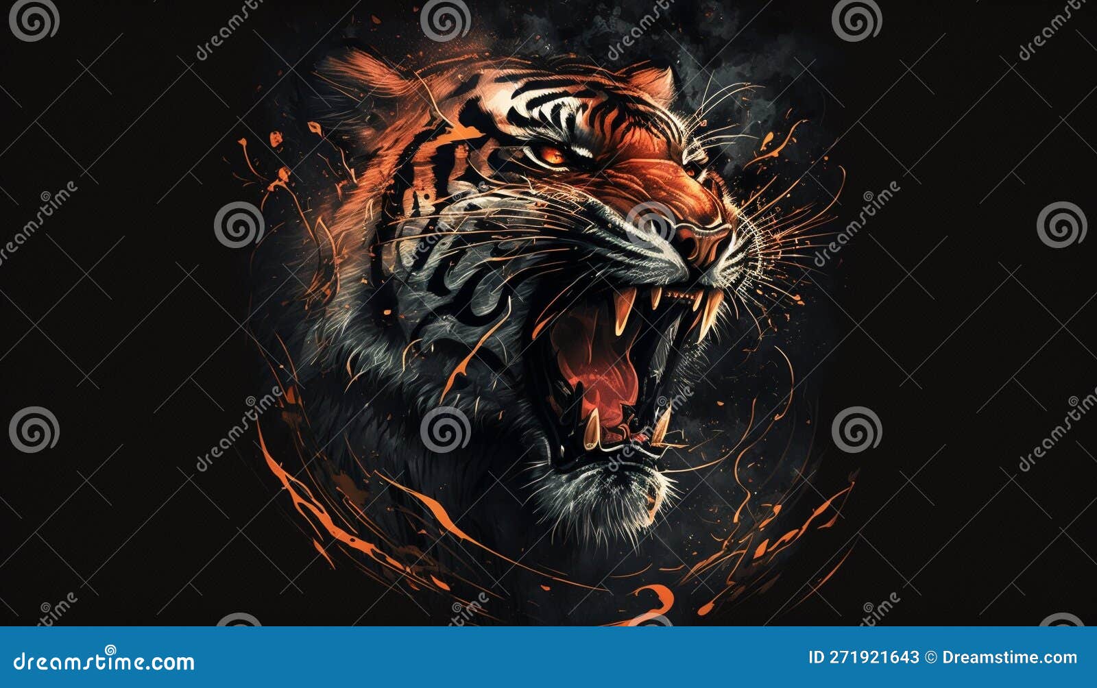 Roaring Tiger Wallpaper stock illustration. Illustration of roaring ...