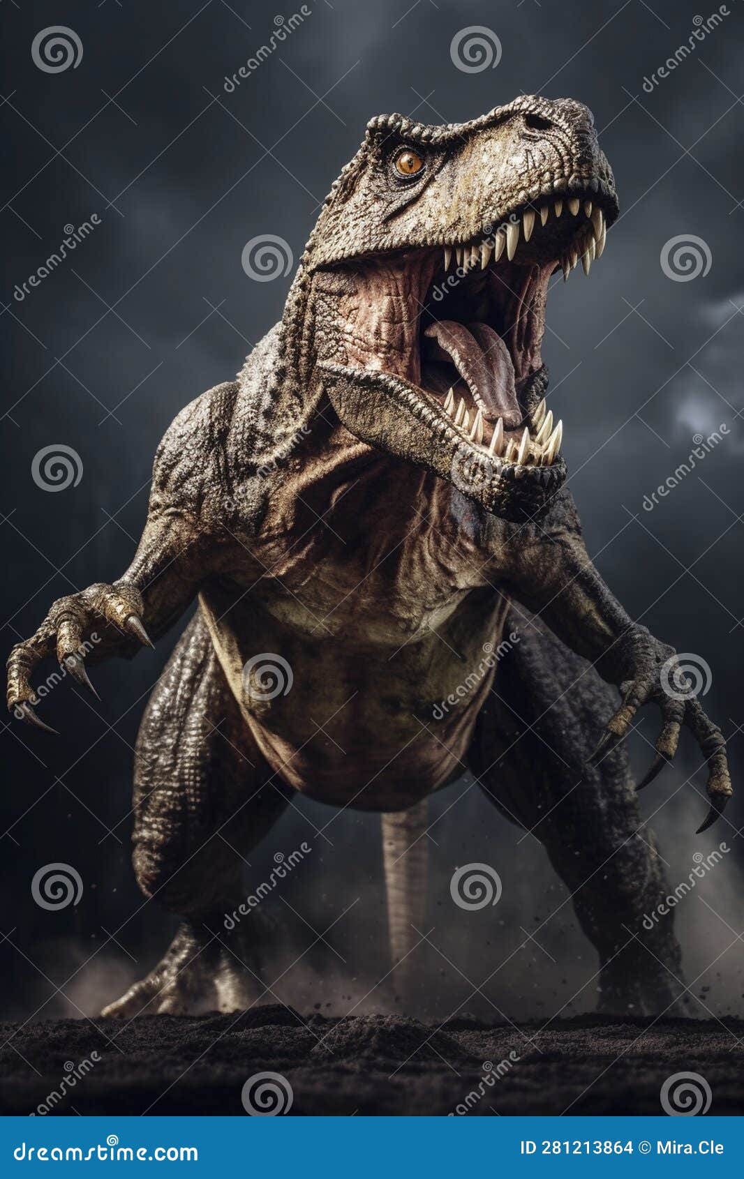 Roaring Tyannosaurus Rex Dinosaur Running Toward, Created with ...