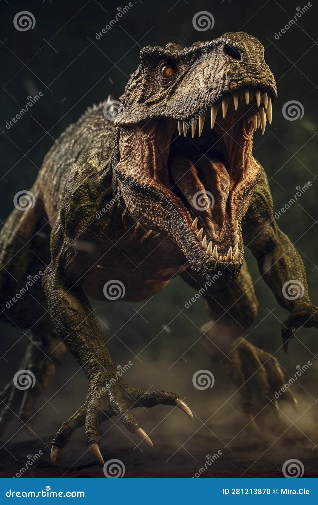 Roaring Tyannosaurus Rex Dinosaur Running Toward, Created with ...