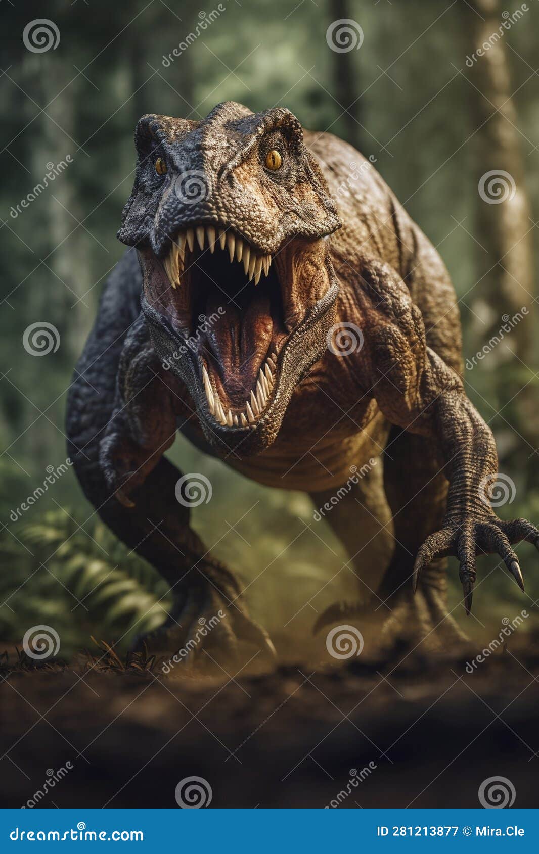 Roaring Tyannosaurus Rex Dinosaur Running Toward, Created with ...
