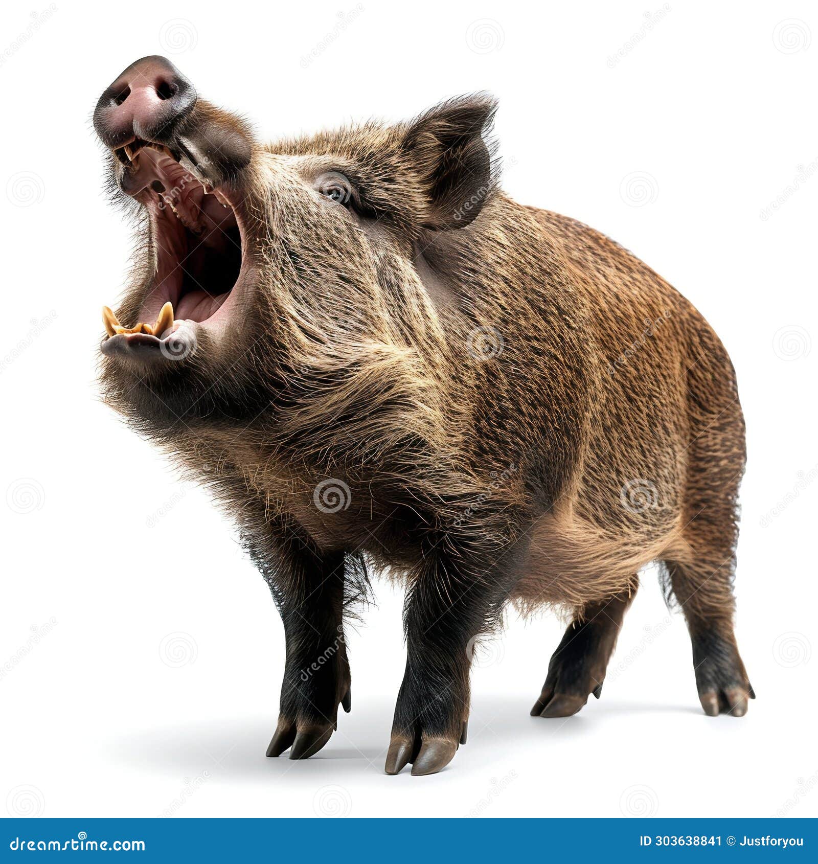 Roaring Wild Boar Isolated on White Background. Generative Ai Stock ...