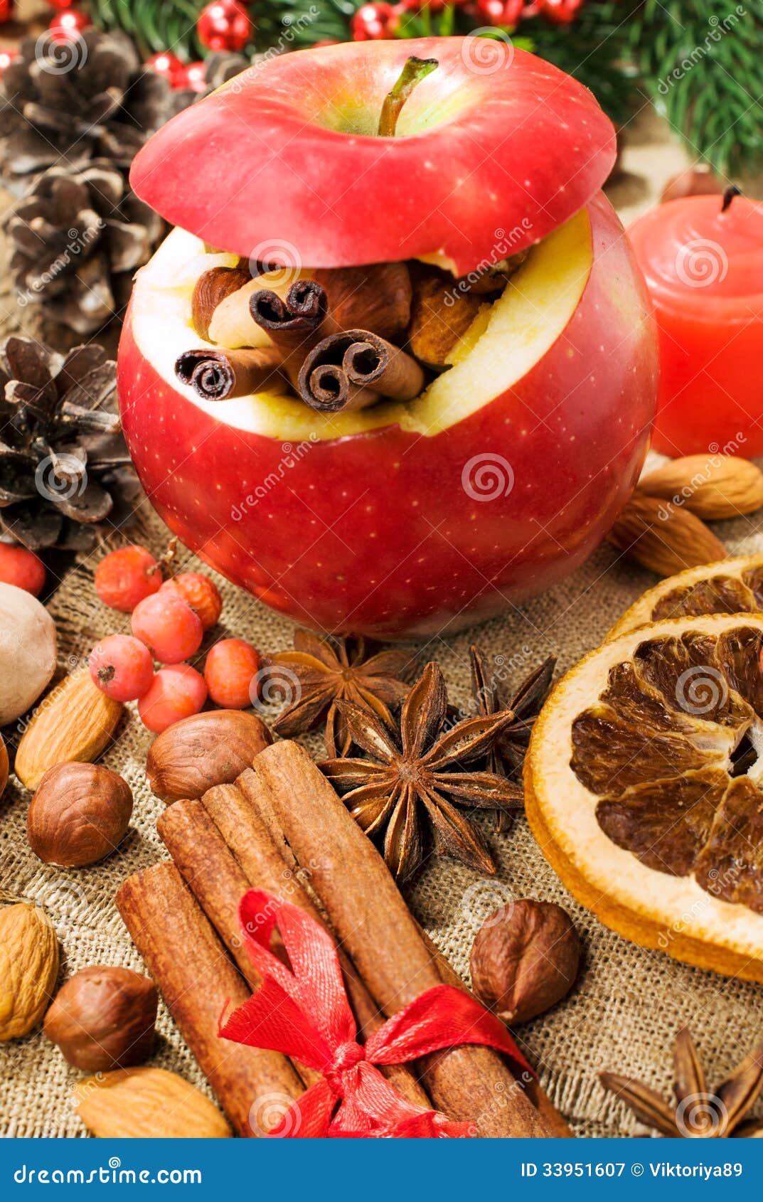 Roast Apple with Christmas Spices Stock Image - Image of life, nuts ...