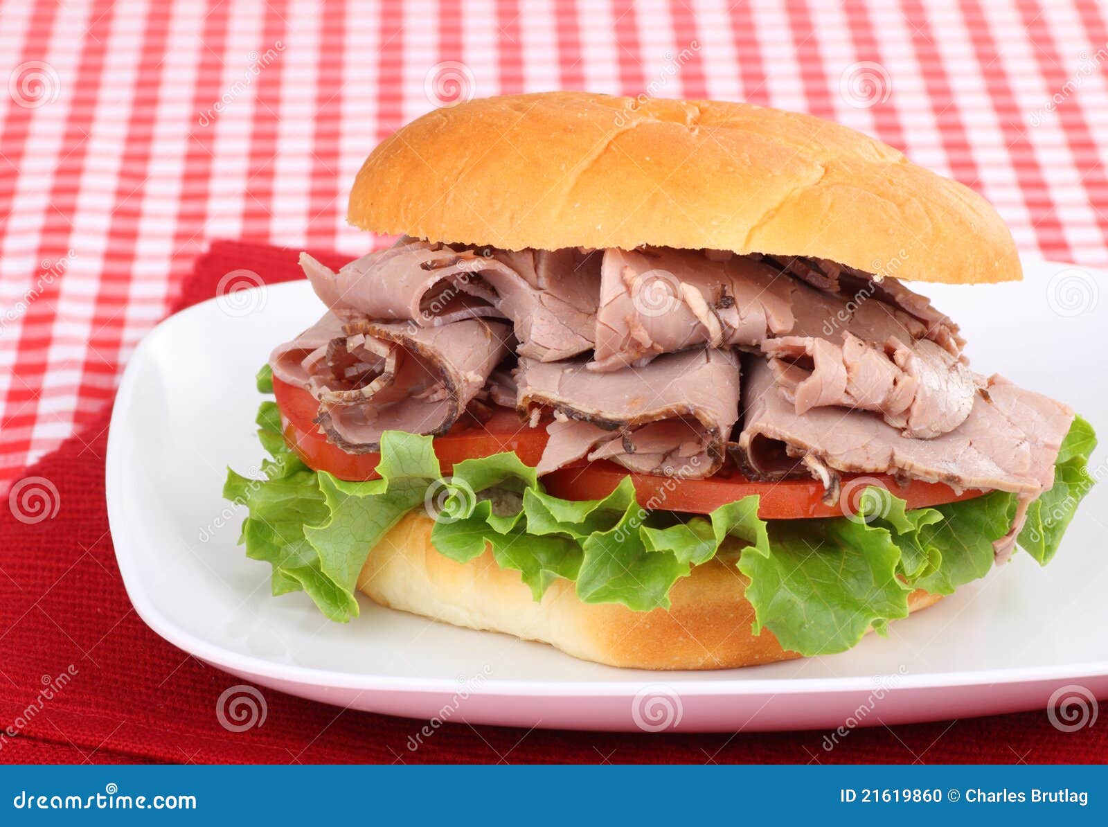 Roast Beef on a Bun stock photo. Image of meat, lettuce - 21619860