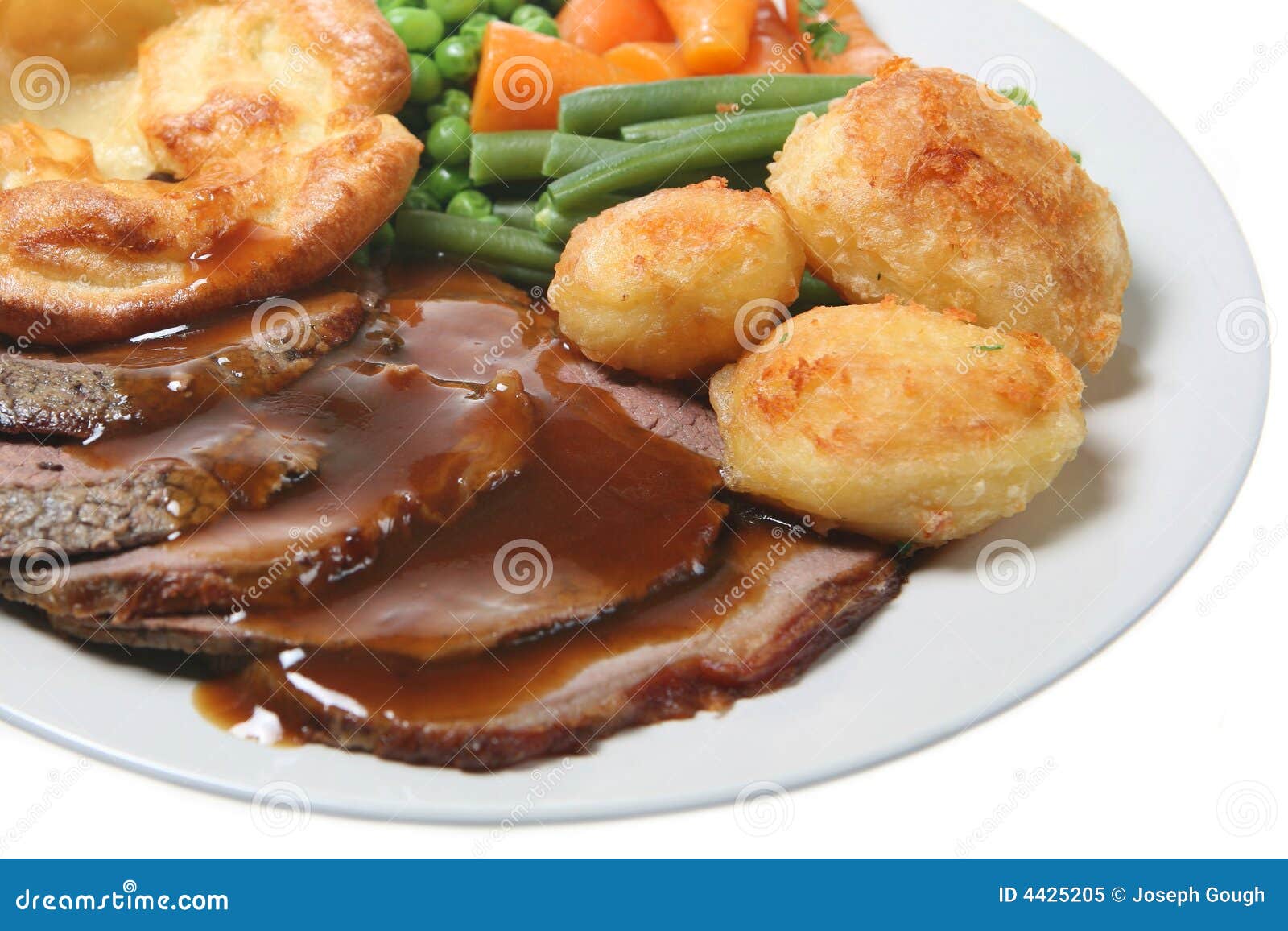 Roast Beef Dinner stock image. Image of meat, peas, sliced - 4425205