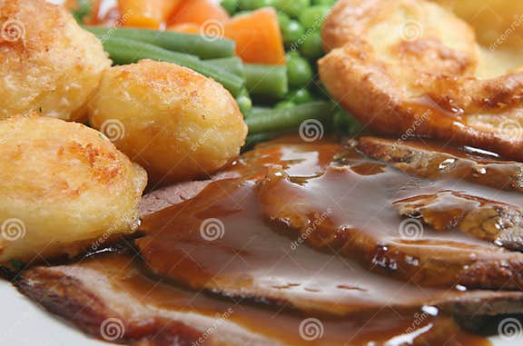Roast Beef Dinner stock photo. Image of green, peas, vegetables - 6962610