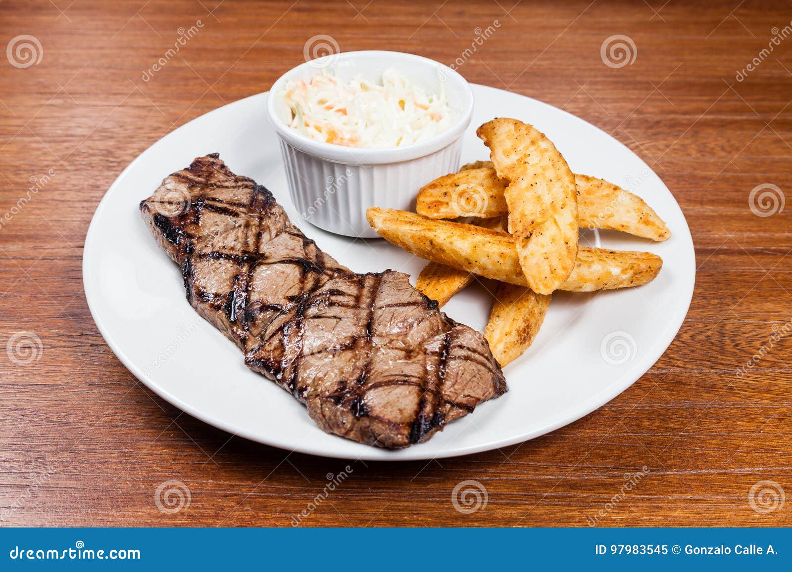 Roast Beef Fillet with a Portion Potato Chips Stock Image - Image of ...