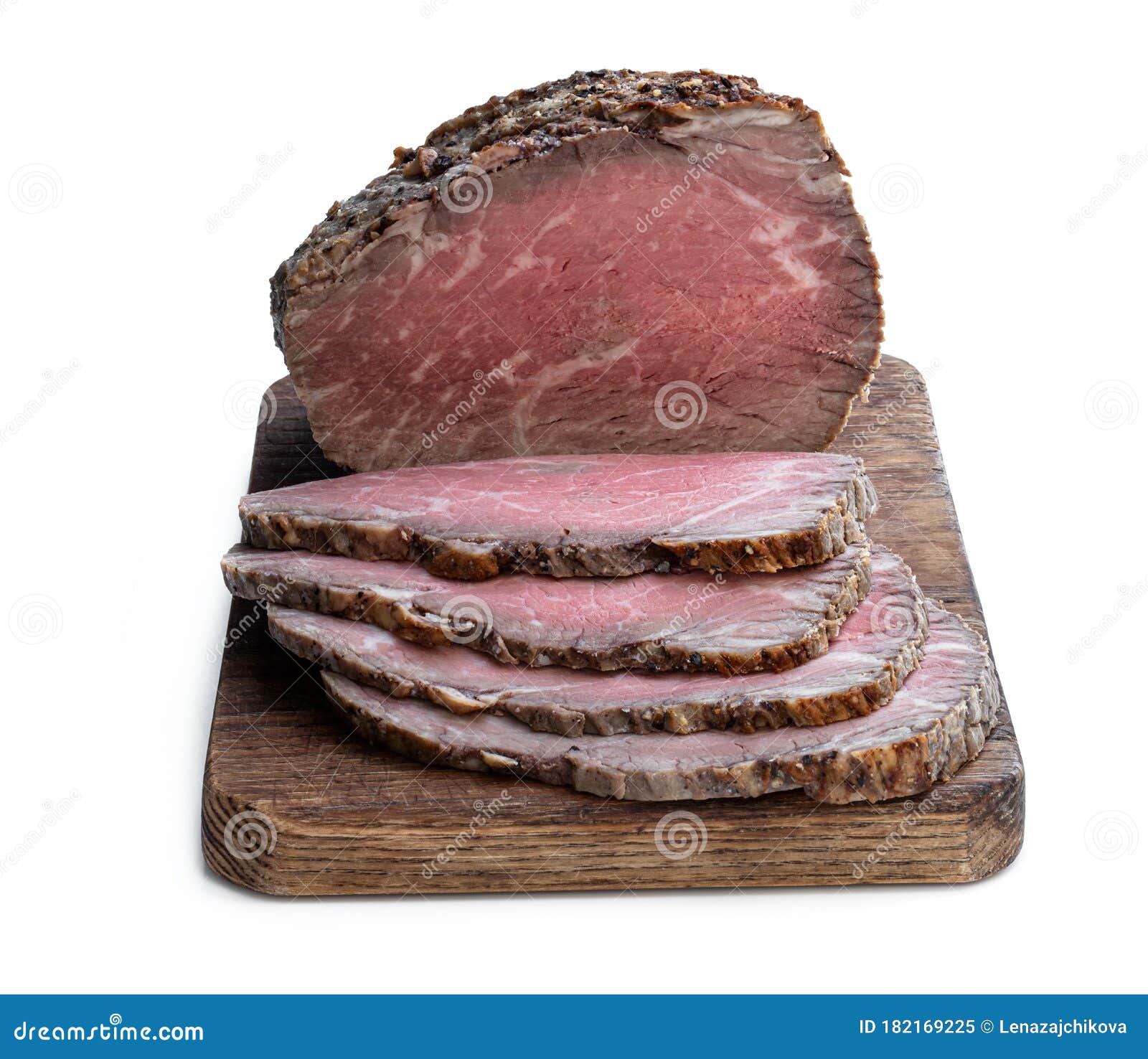 Roast Beef Isolated on White Background Stock Image - Image of medium ...