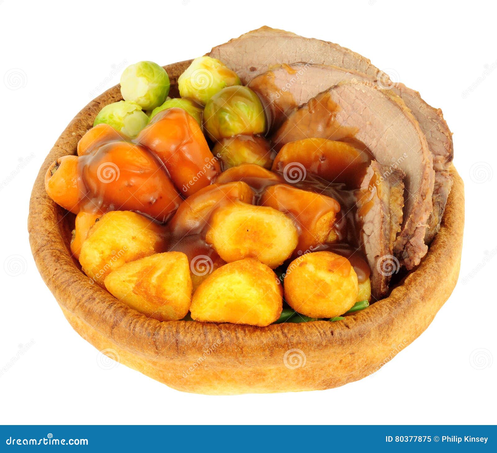 Roast Beef Meal in Yorkshire Pudding Stock Image - Image of isolated ...
