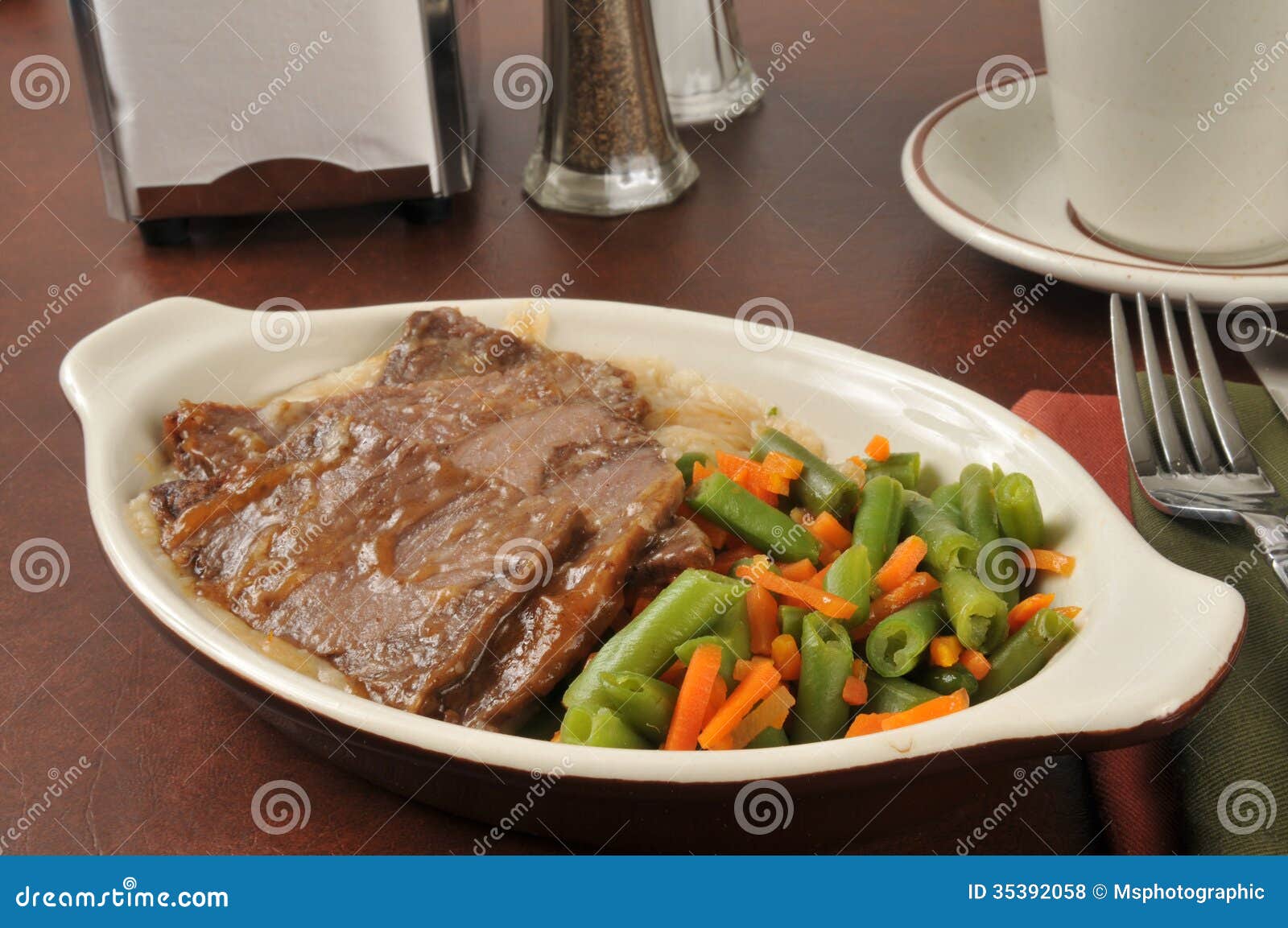 Roast Beef and Mixed Vegetables Stock Photo - Image of horizontal, food ...