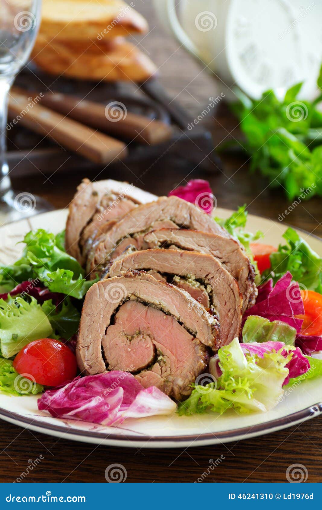 Roast beef with pesto stock photo. Image of plate, fresh - 46241310